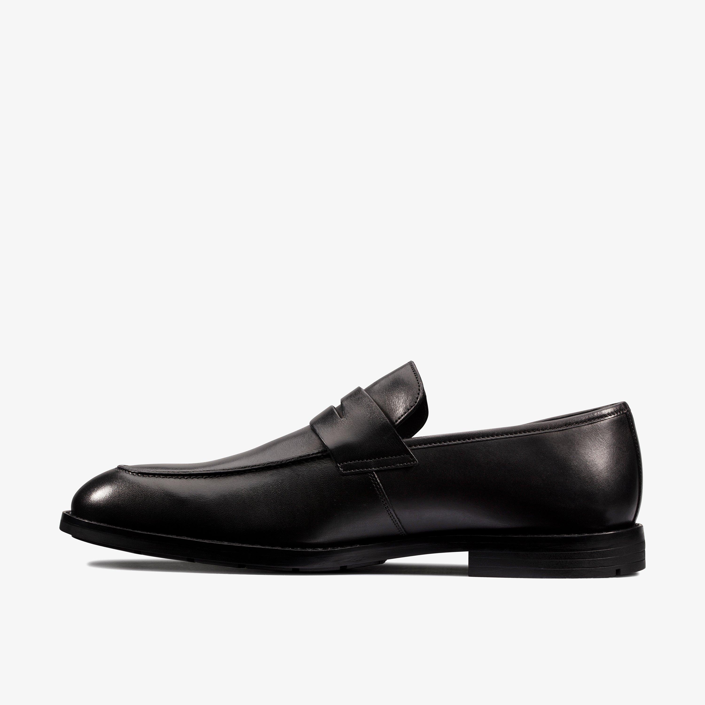 Mens Ronnie Step Black Leather Shoes Loafers Slip Ons | Clarks Outlet