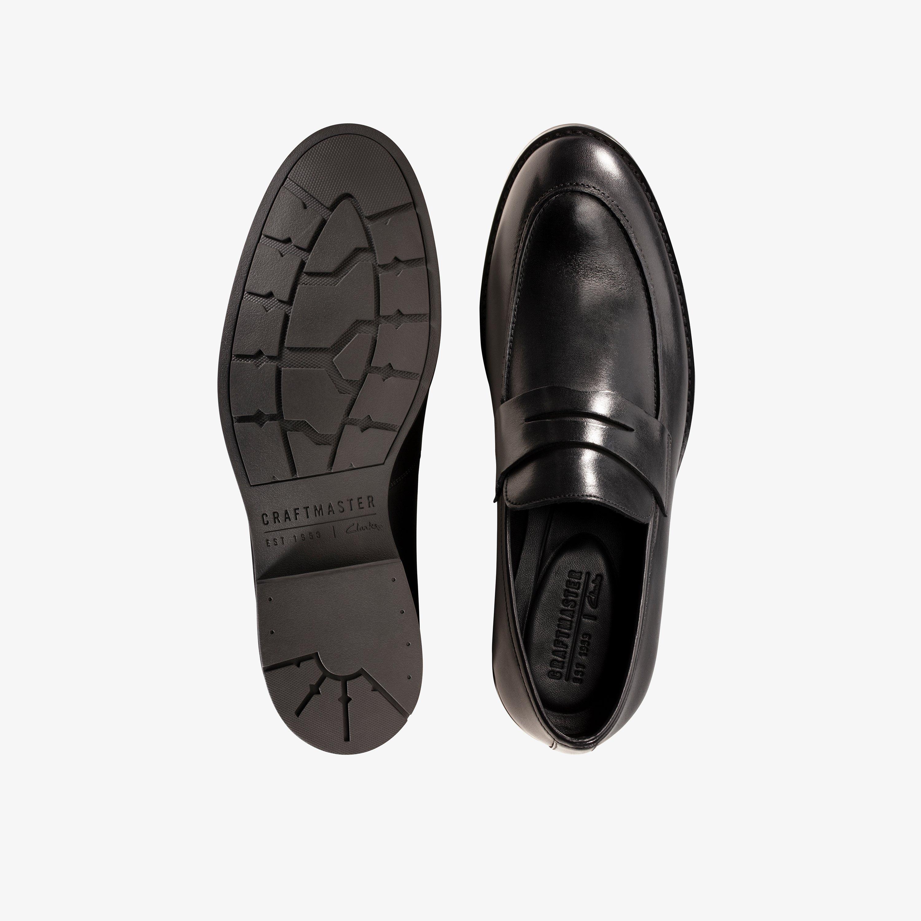 Mens Ronnie Step Black Leather Loafers | Clarks
