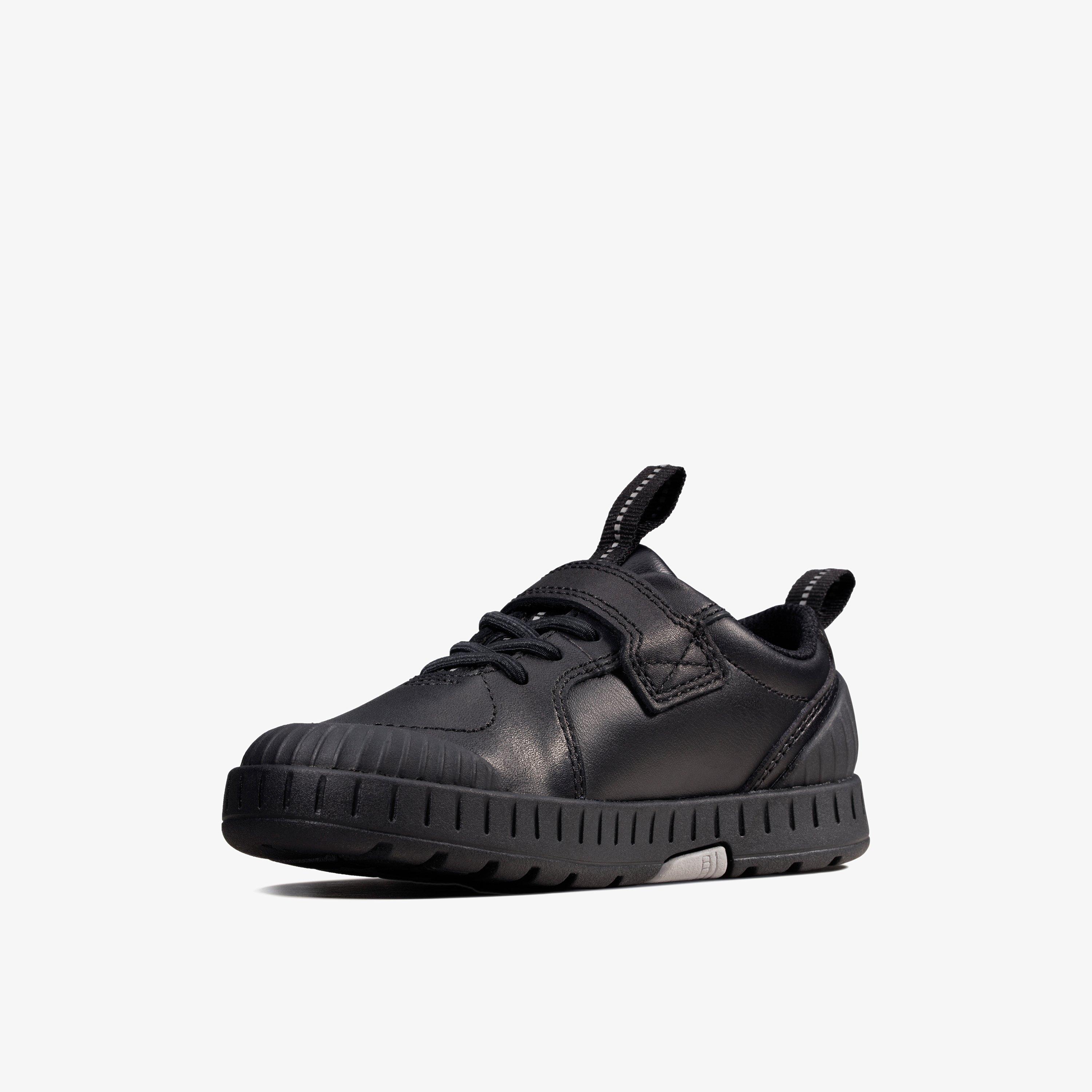 Boys Apollo Step Toddler Black Leather Shoes Riptape School Shoes ...