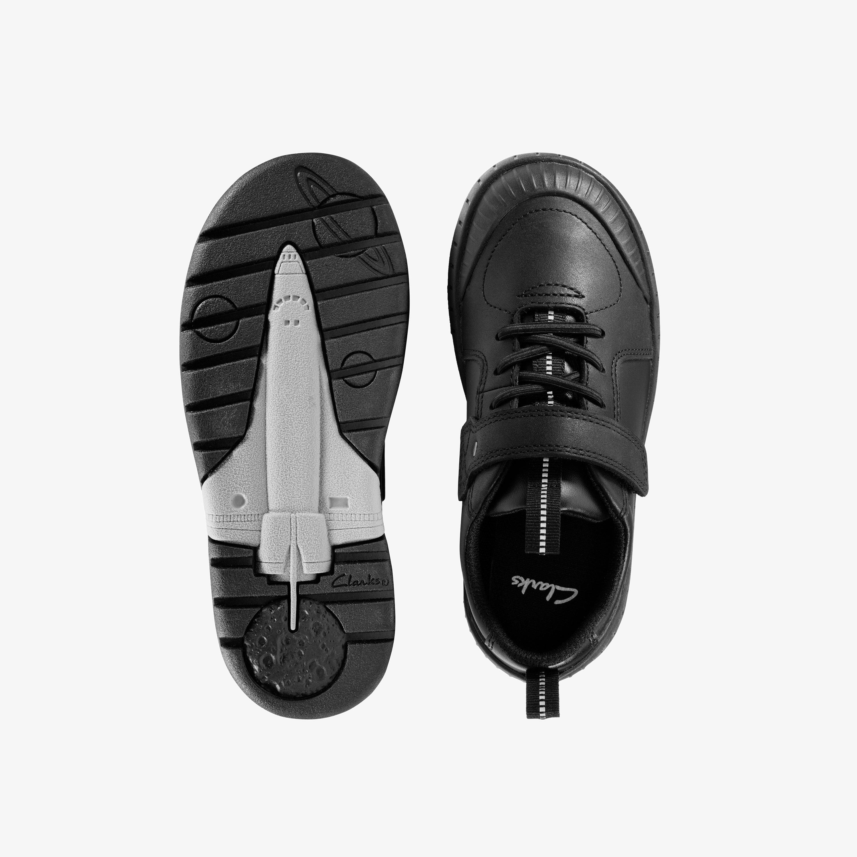 Boys Apollo Step Kid Black Leather Shoes Riptape School Shoes | Clarks ...