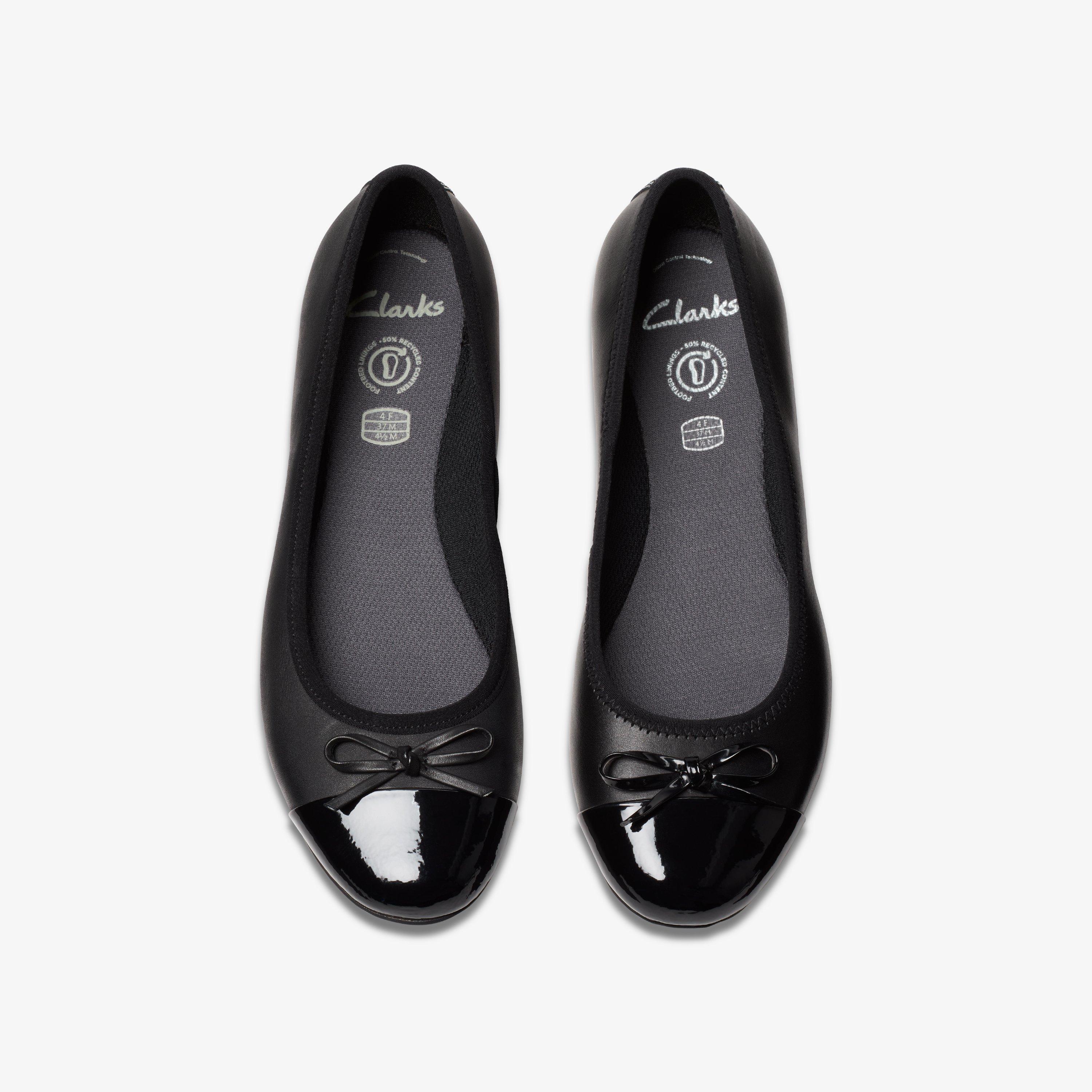 Girls Scala Bloom Youth Black Leather Pumps | Clarks