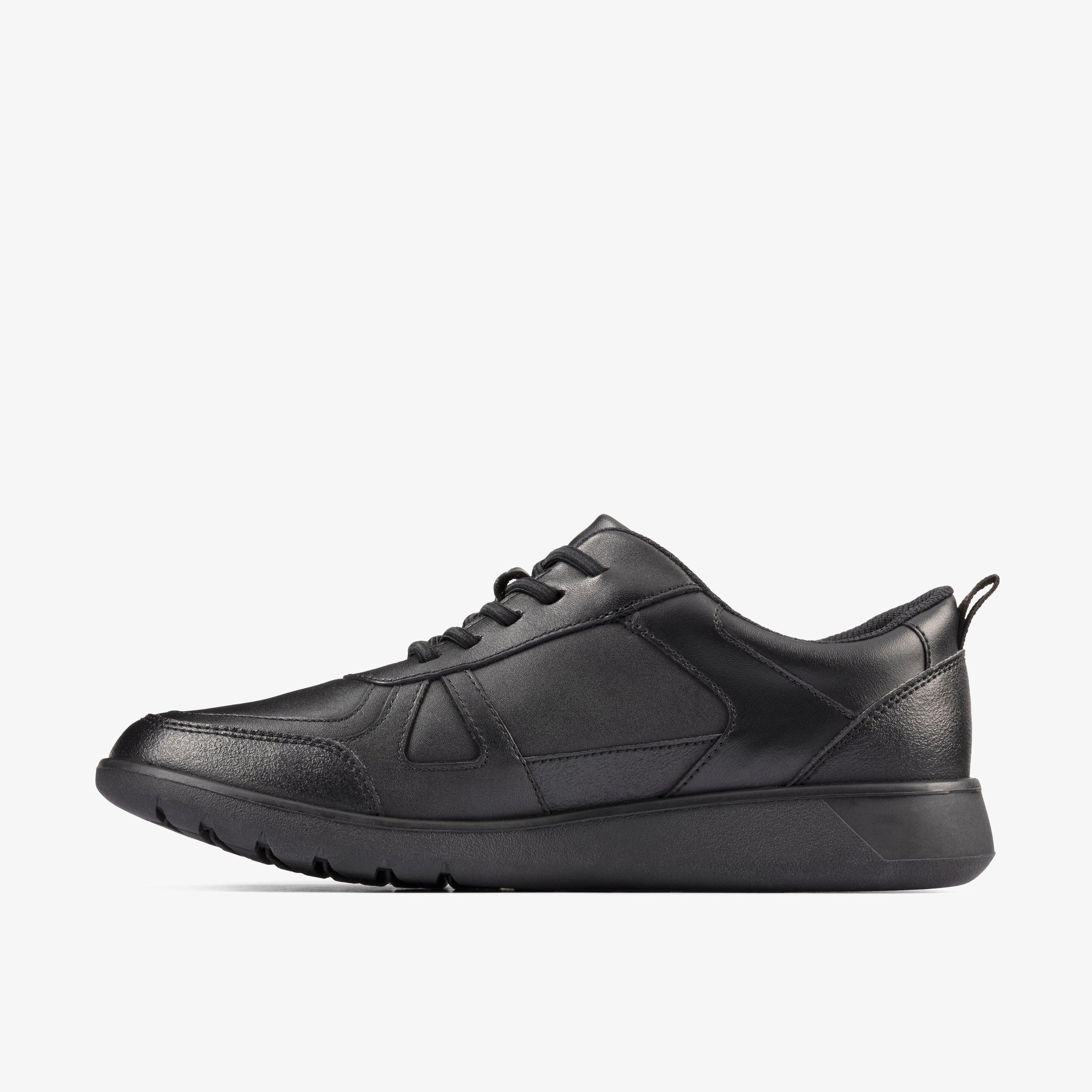 Boys Scape Track Youth Black Leather Shoes | Clarks