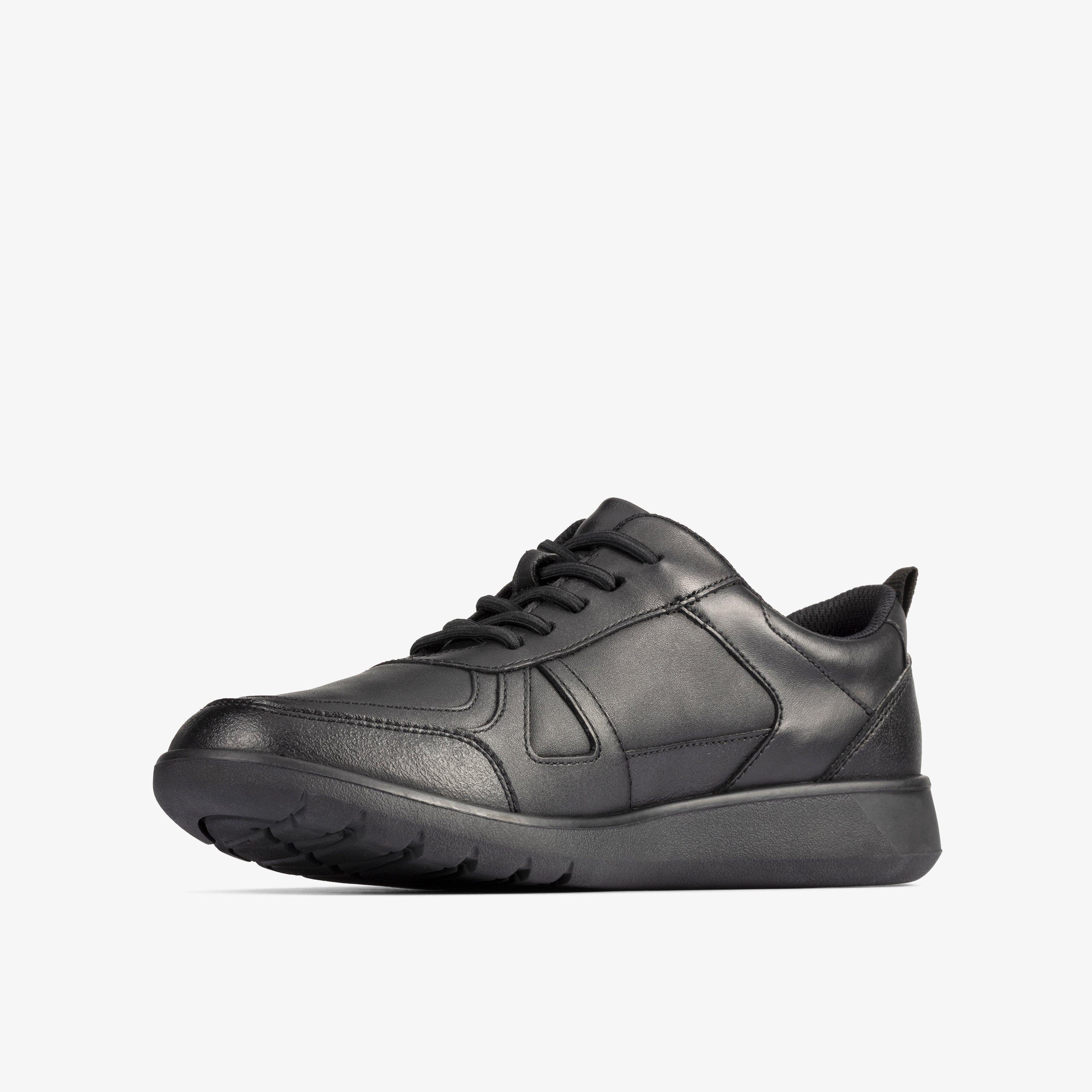 Boys Scape Track Youth Black Leather Shoes | Clarks