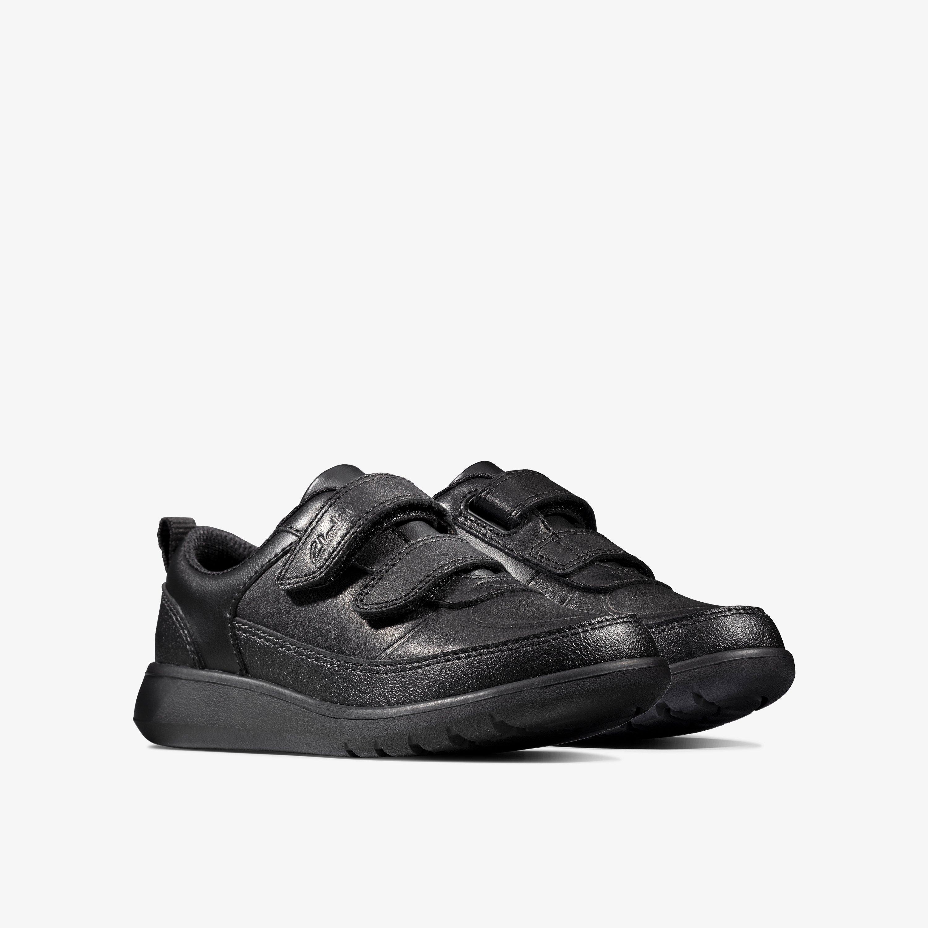Scarpe da scuola con strappo in pelle nera per bambini Scape Flare ...