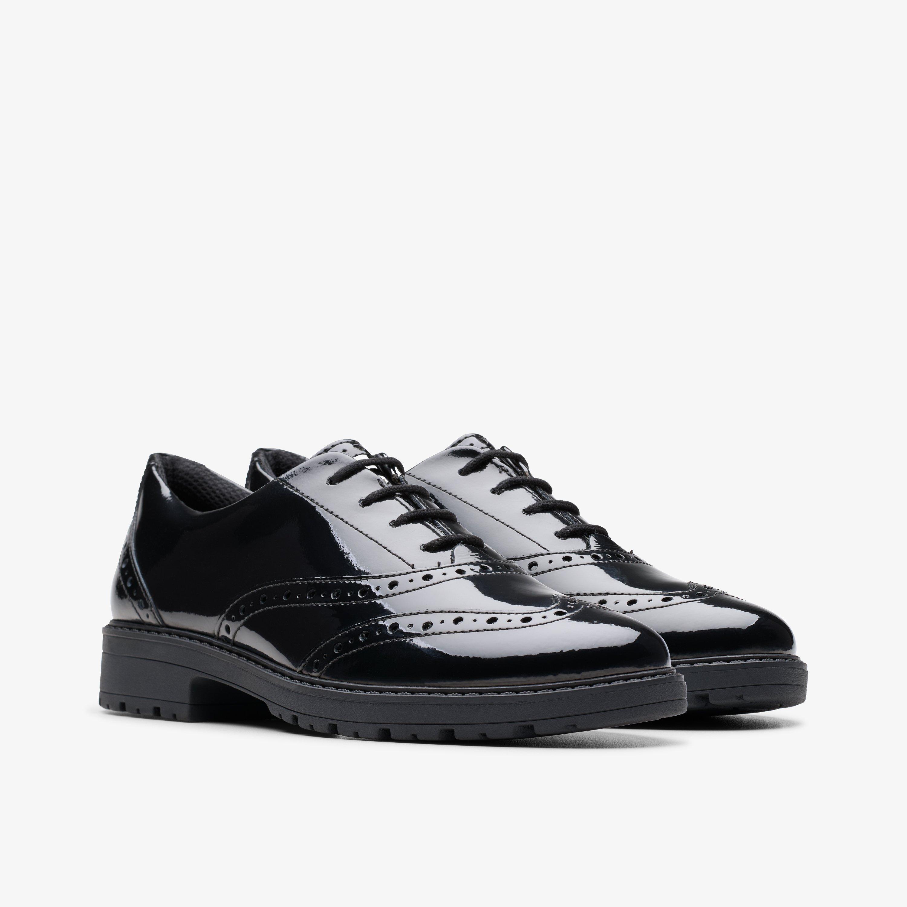 Clarks black patent brogues store
