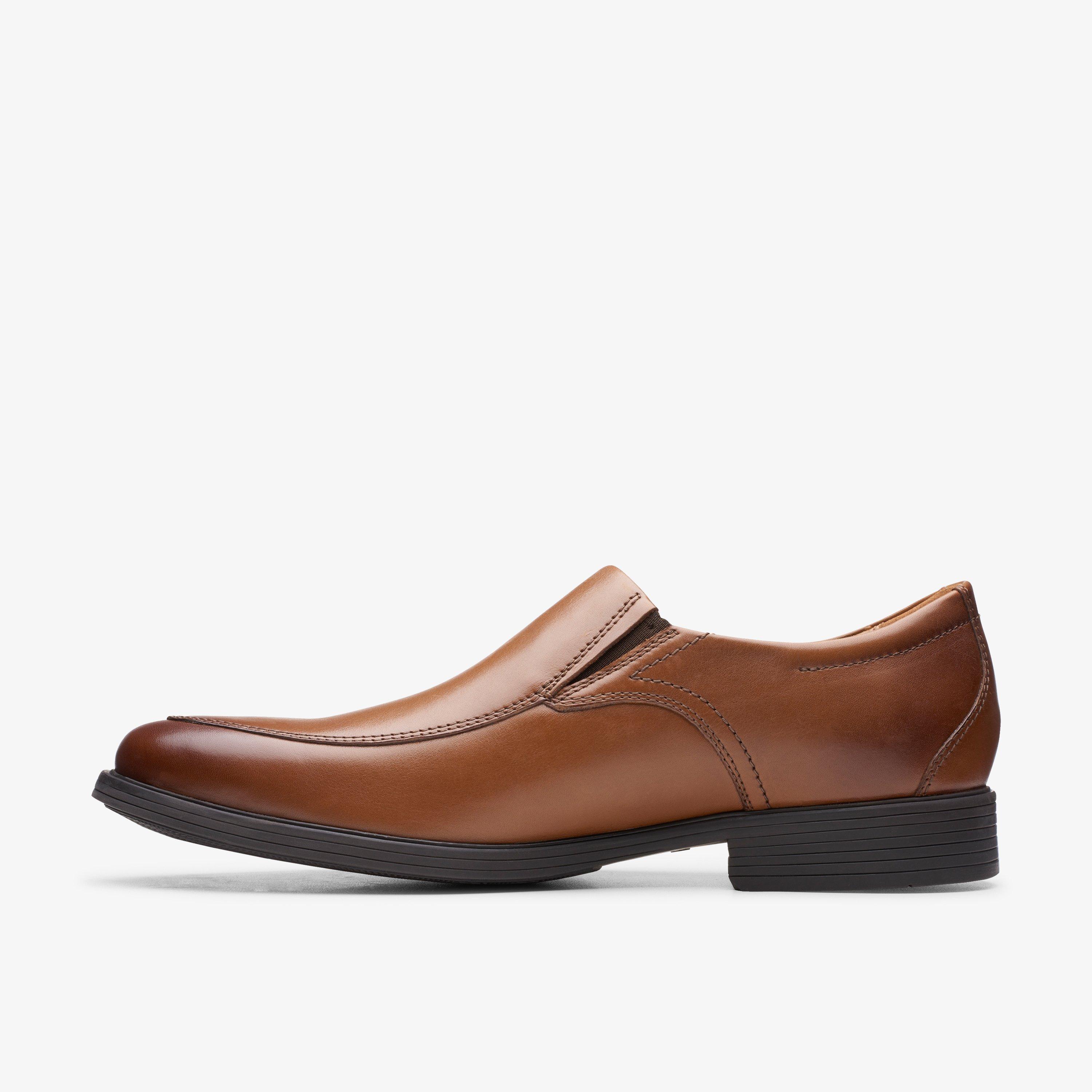 Men's Whiddon Step Dark Tan Leather Loafers | Clarks