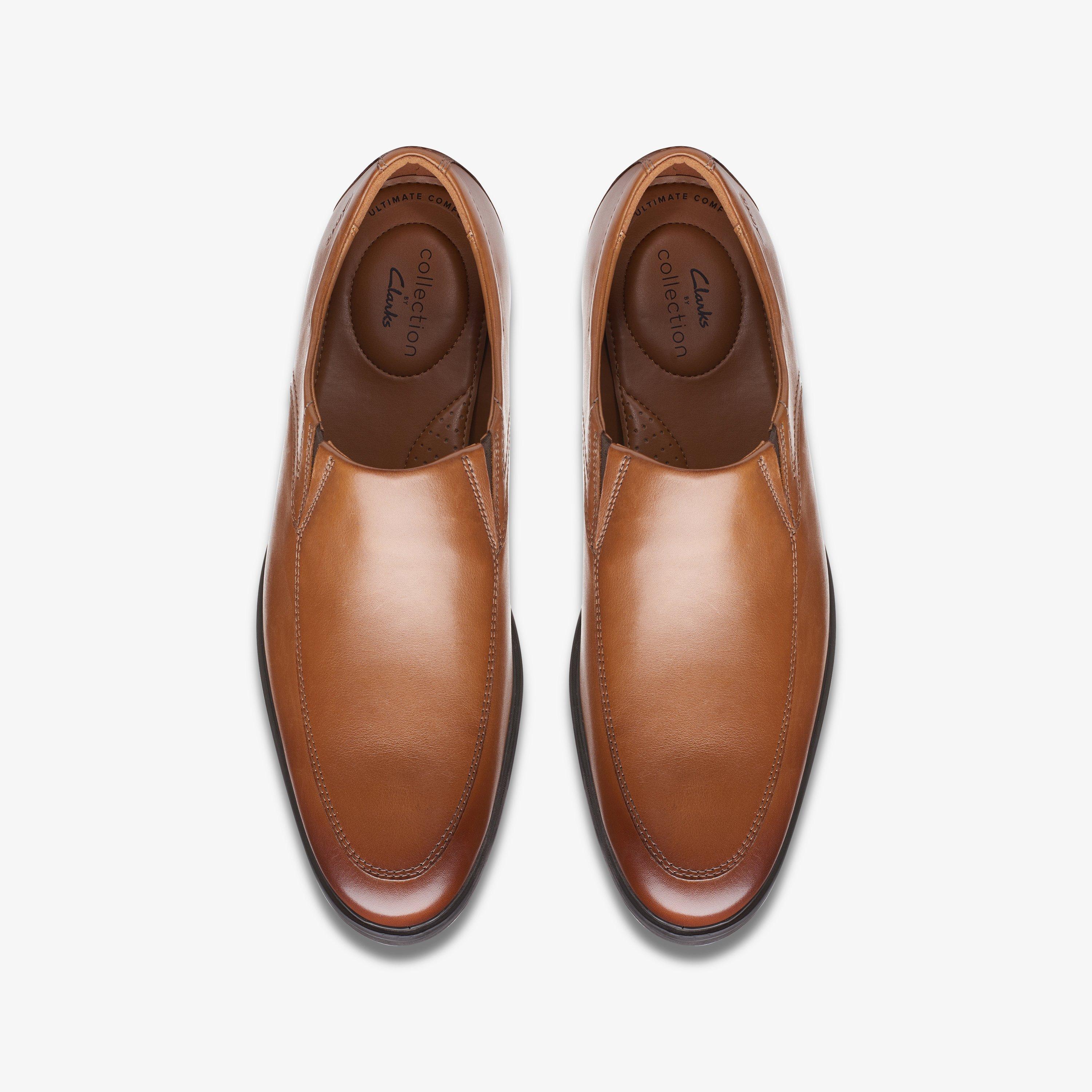 Men's Whiddon Step Dark Tan Leather Loafers | Clarks
