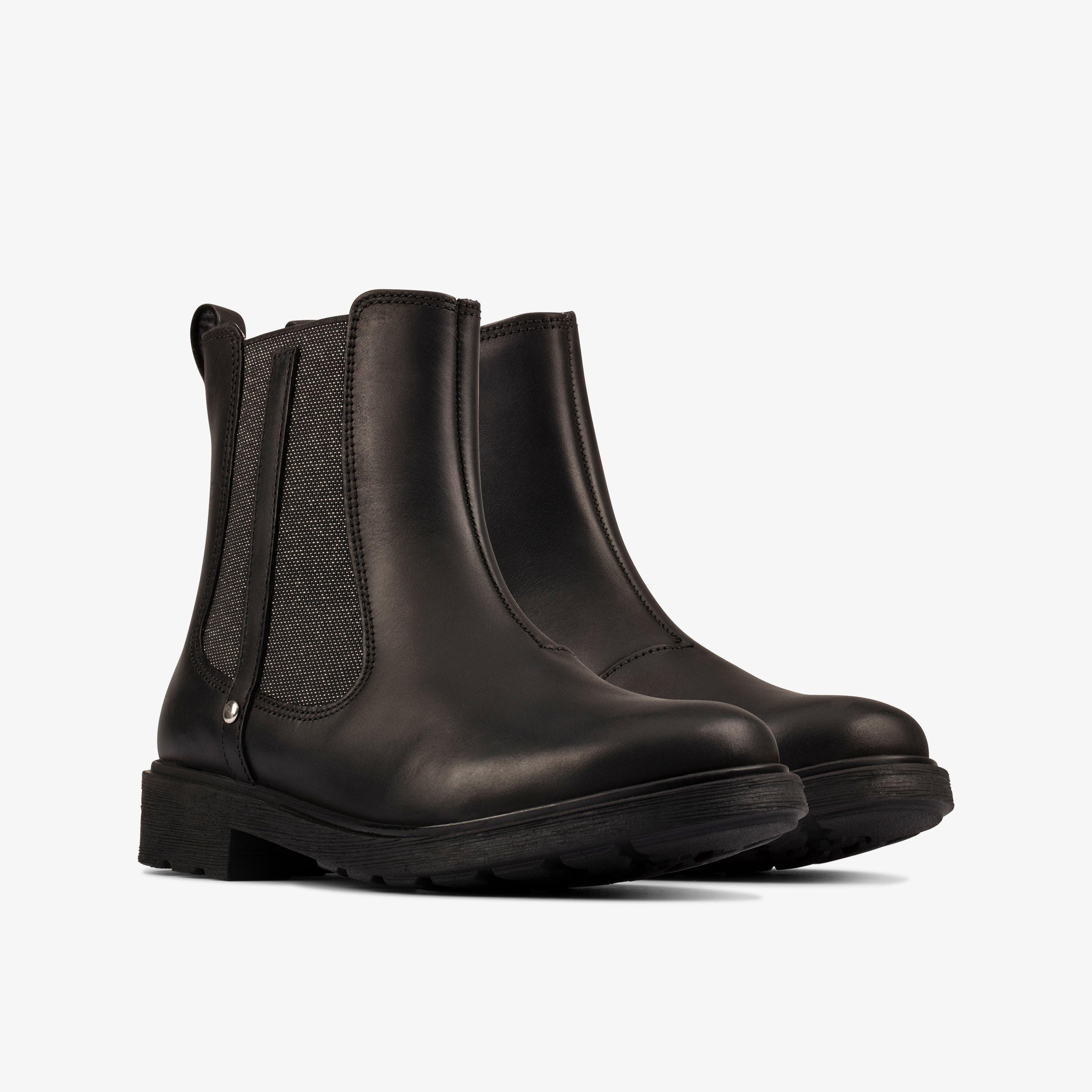 Bottes Chelsea en cuir noir pour enfant Astrol Orin pour FILLE | Clarks CA