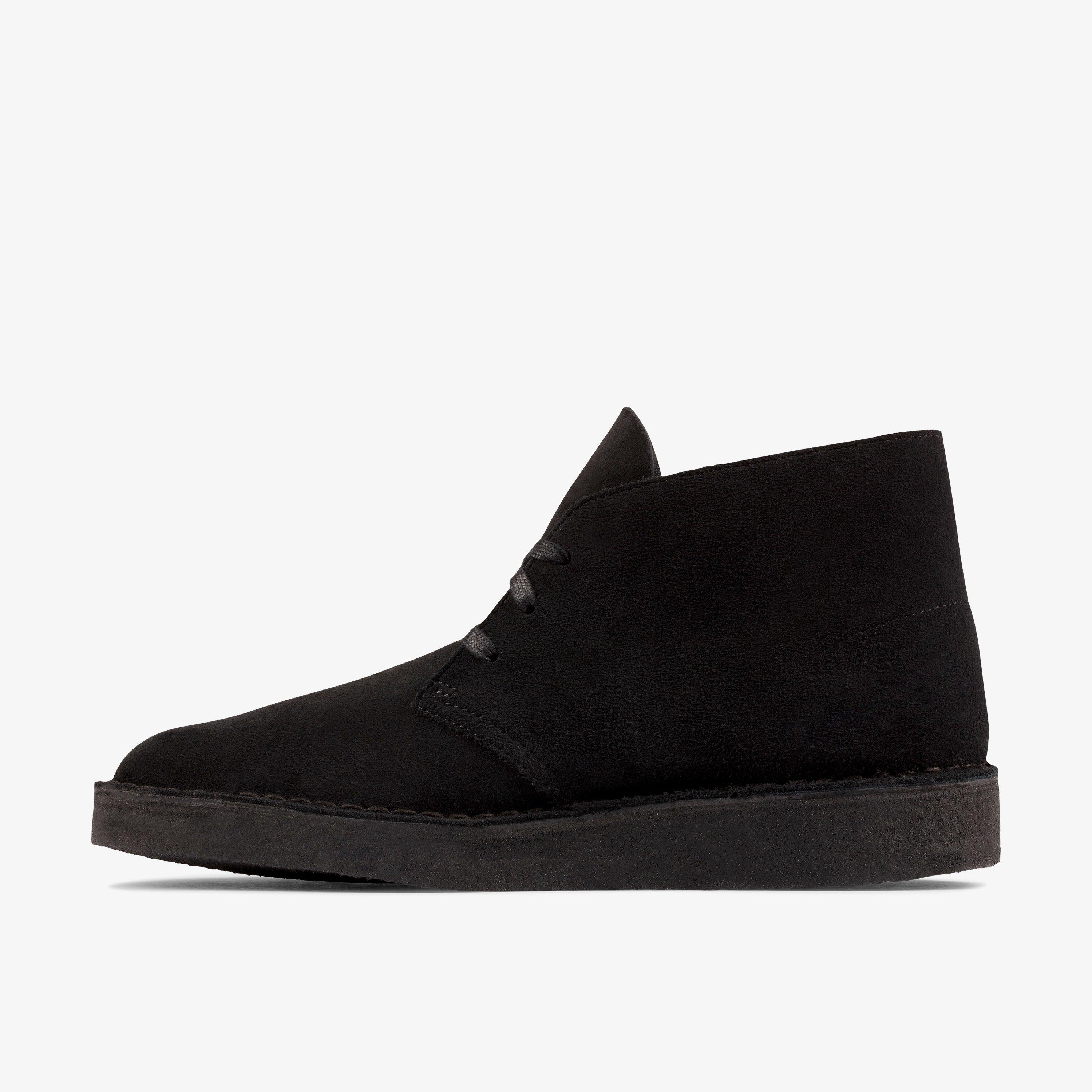Mens Desert Coal Black Suede Desert Boots, Lace Up | Clarks Outlet