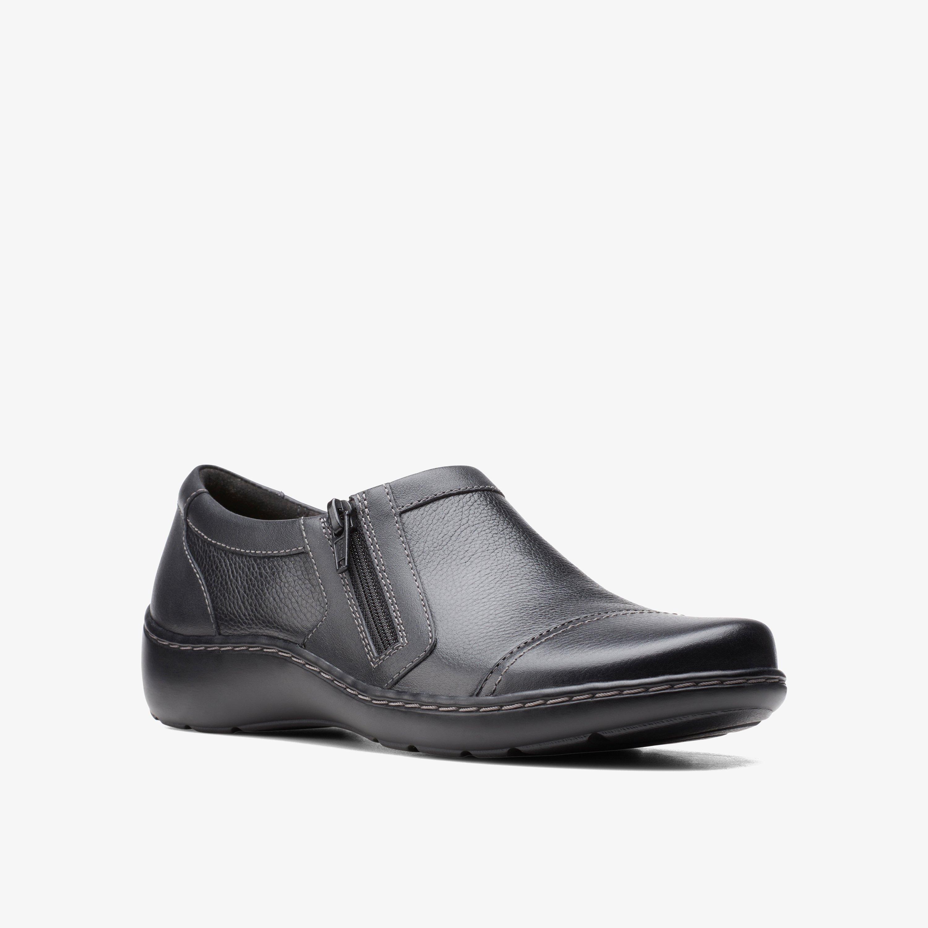 Womens Cora Giny Black Tumbled Shoes Slip Ons | Clarks Outlet