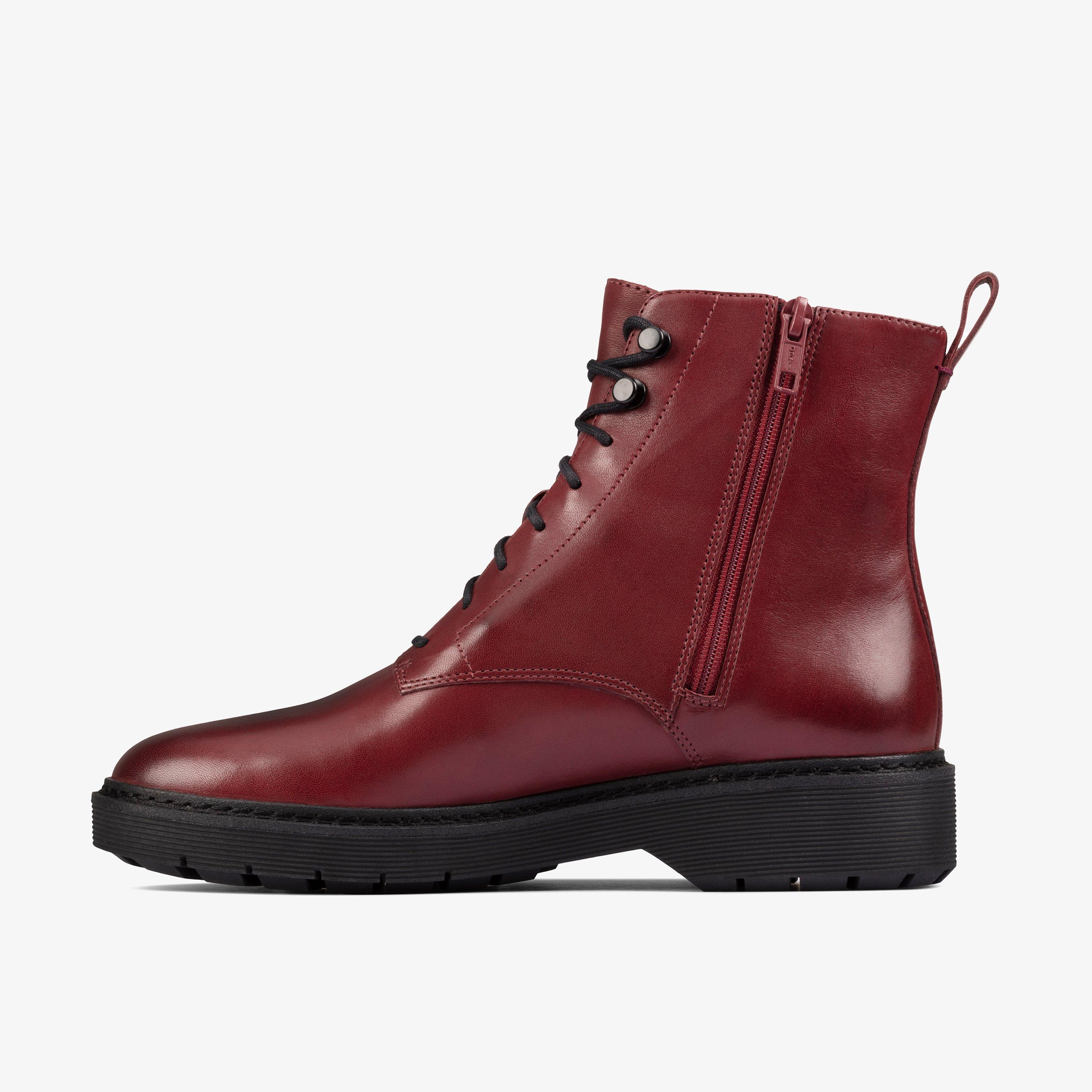 Womens Witcombe Hi 2 Burgundy Leather Ankle Boots Lace Up | Clarks Outlet