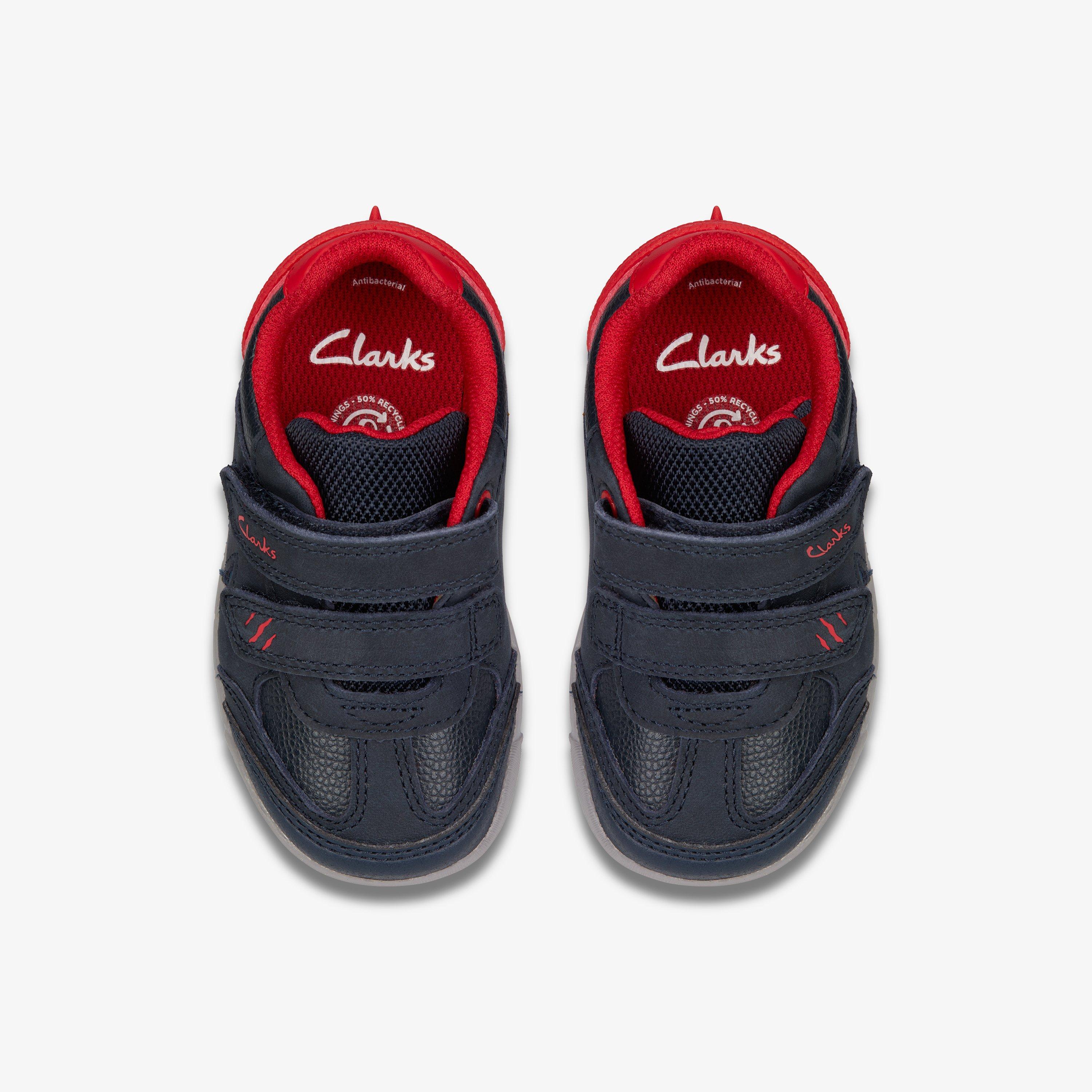 Boys Rex Play Toddler Navy/Red Leather Shoes Riptape | Clarks Outlet