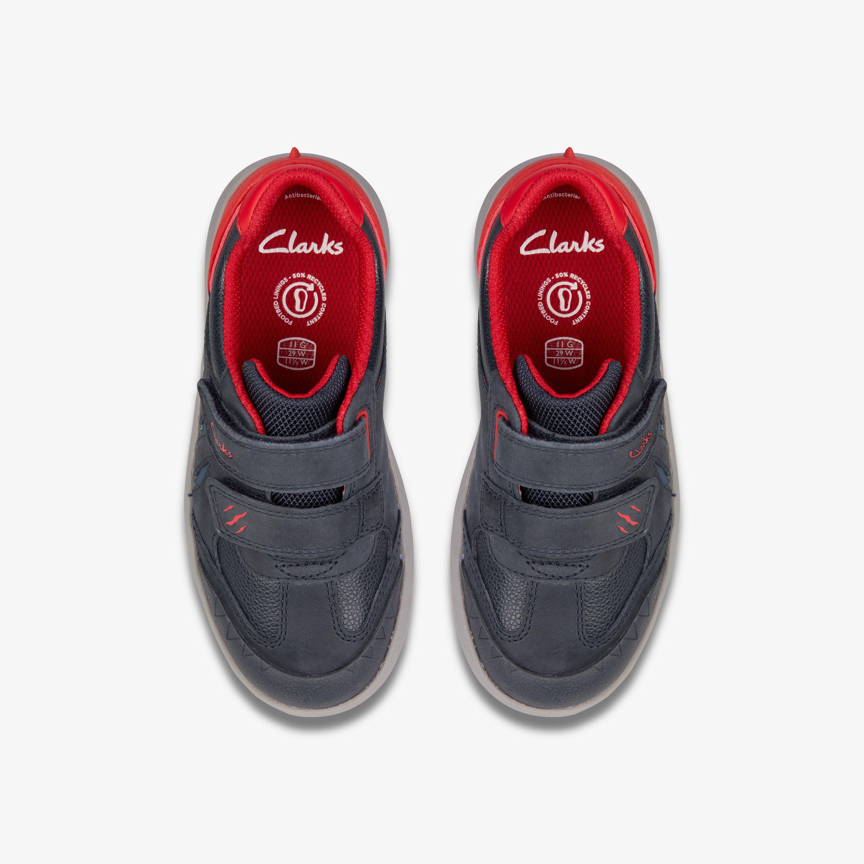 Boys Rex Play Kid Navy/Red Leather Trainers | Clarks