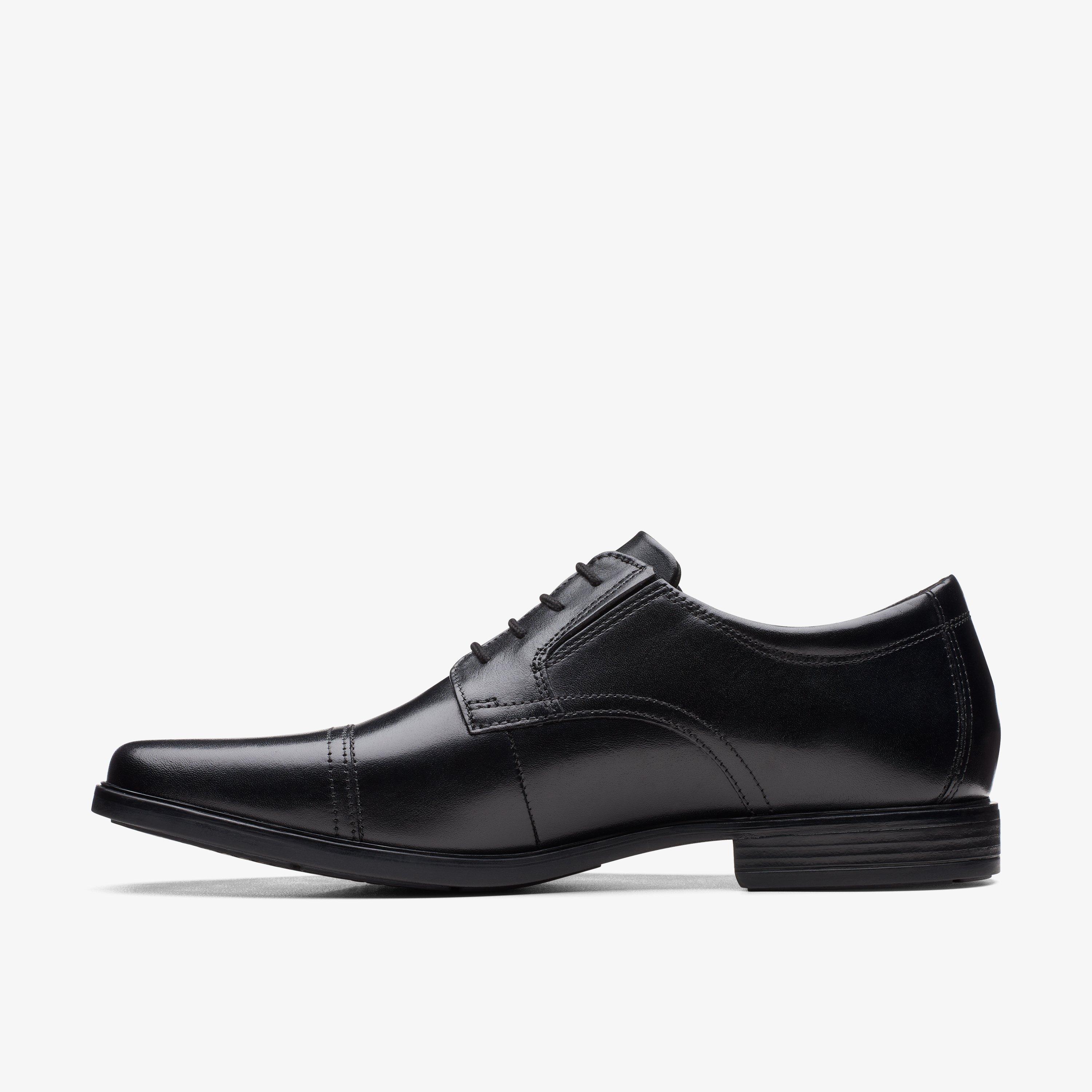 Mens Howard Cap Black Leather Derby Shoes, Lace Up Shoes | Clarks UK