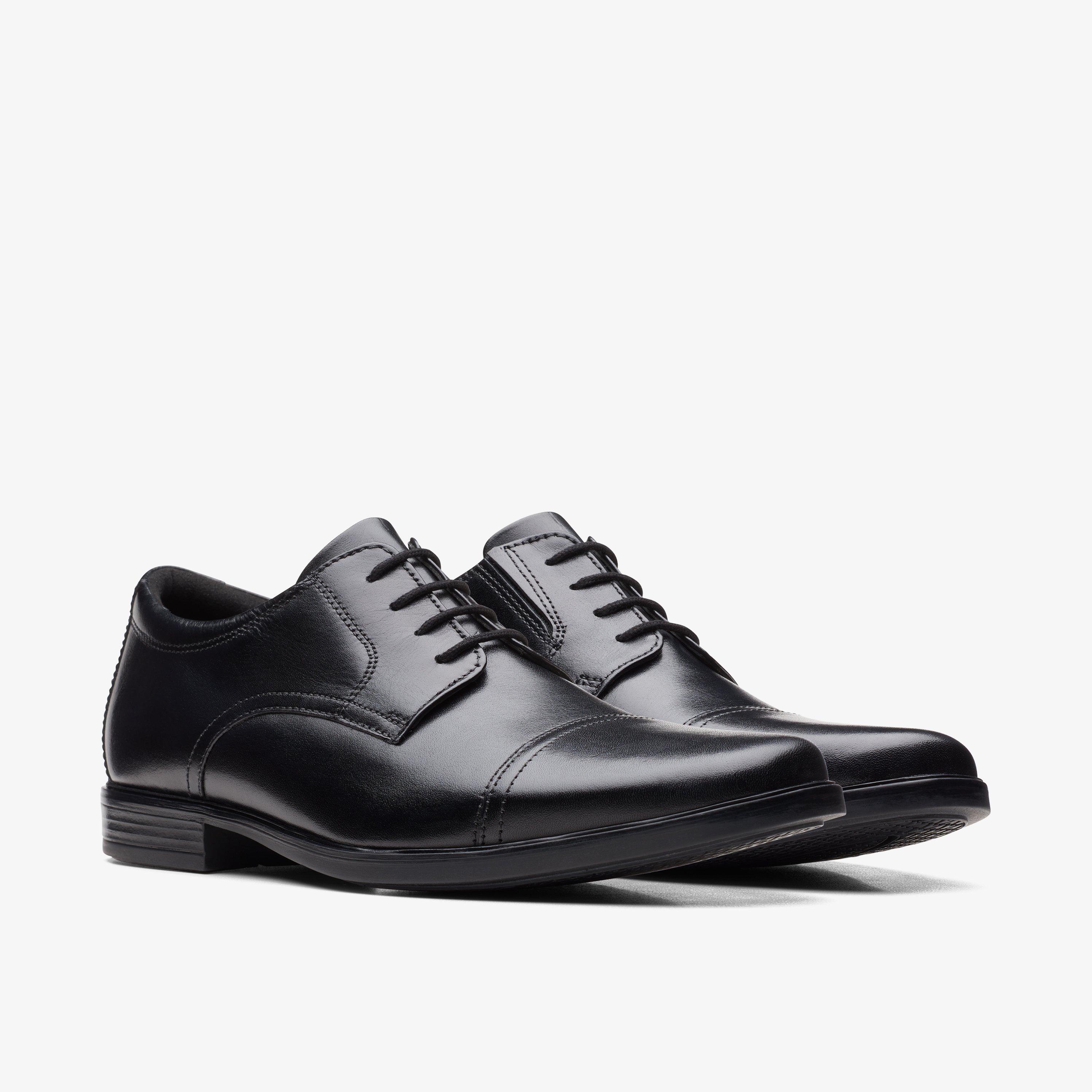 Mens Howard Cap Black Leather Derby Shoes, Lace Up Shoes | Clarks UK