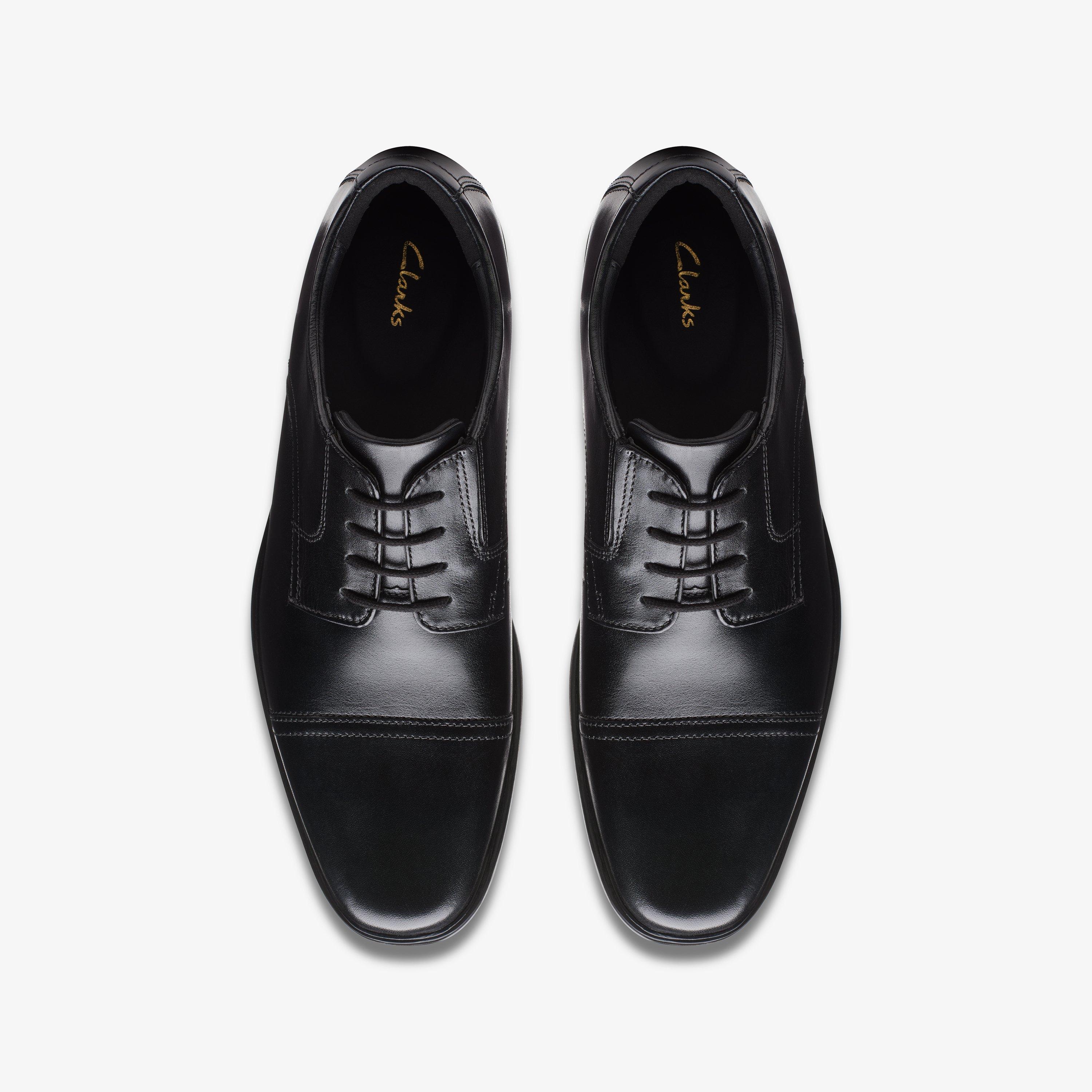 Mens Howard Cap Black Leather Derby Shoes, Lace Up Shoes | Clarks UK
