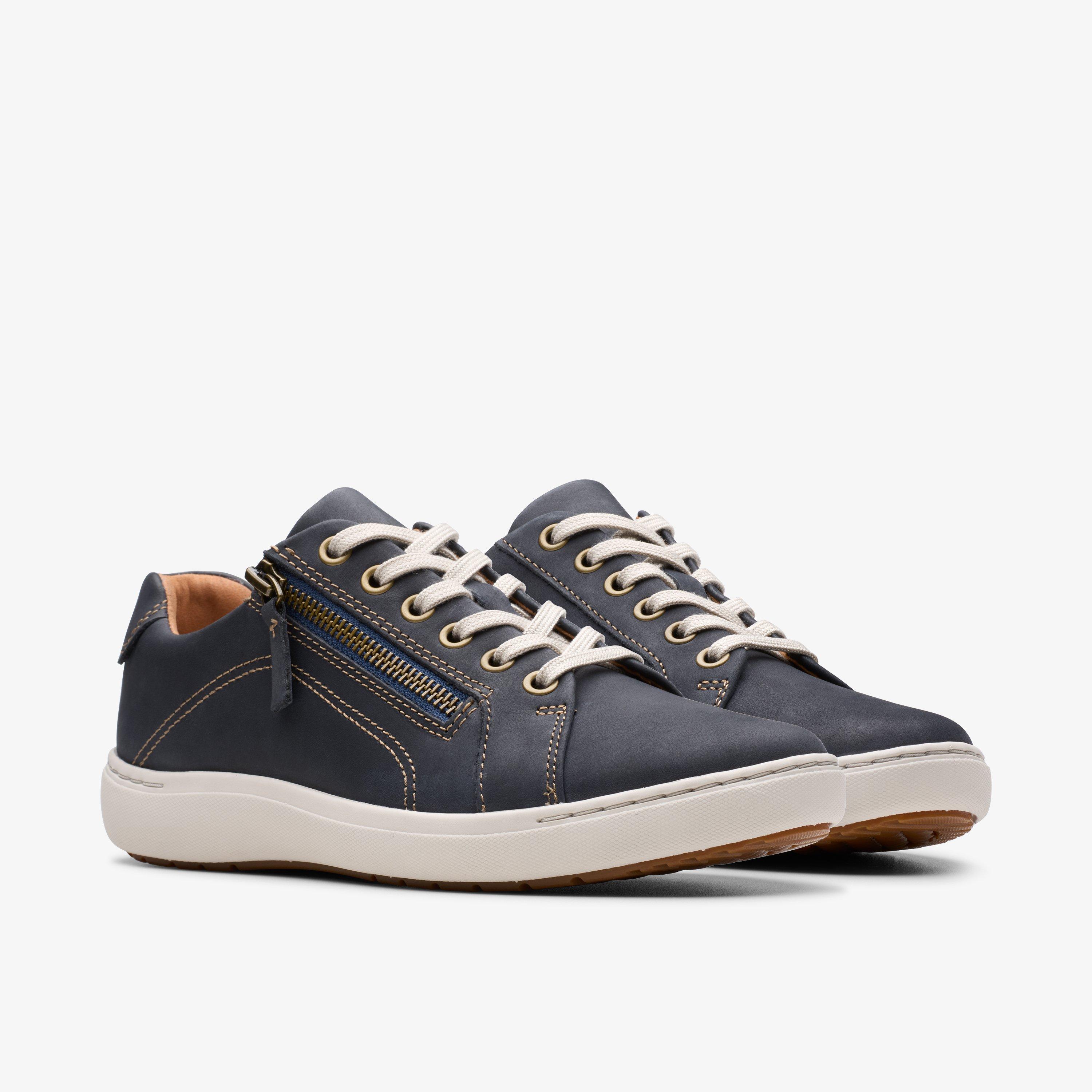 Womens Nalle Lace Navy Nubuck Trainers, Lace Up Trainers | Clarks UK