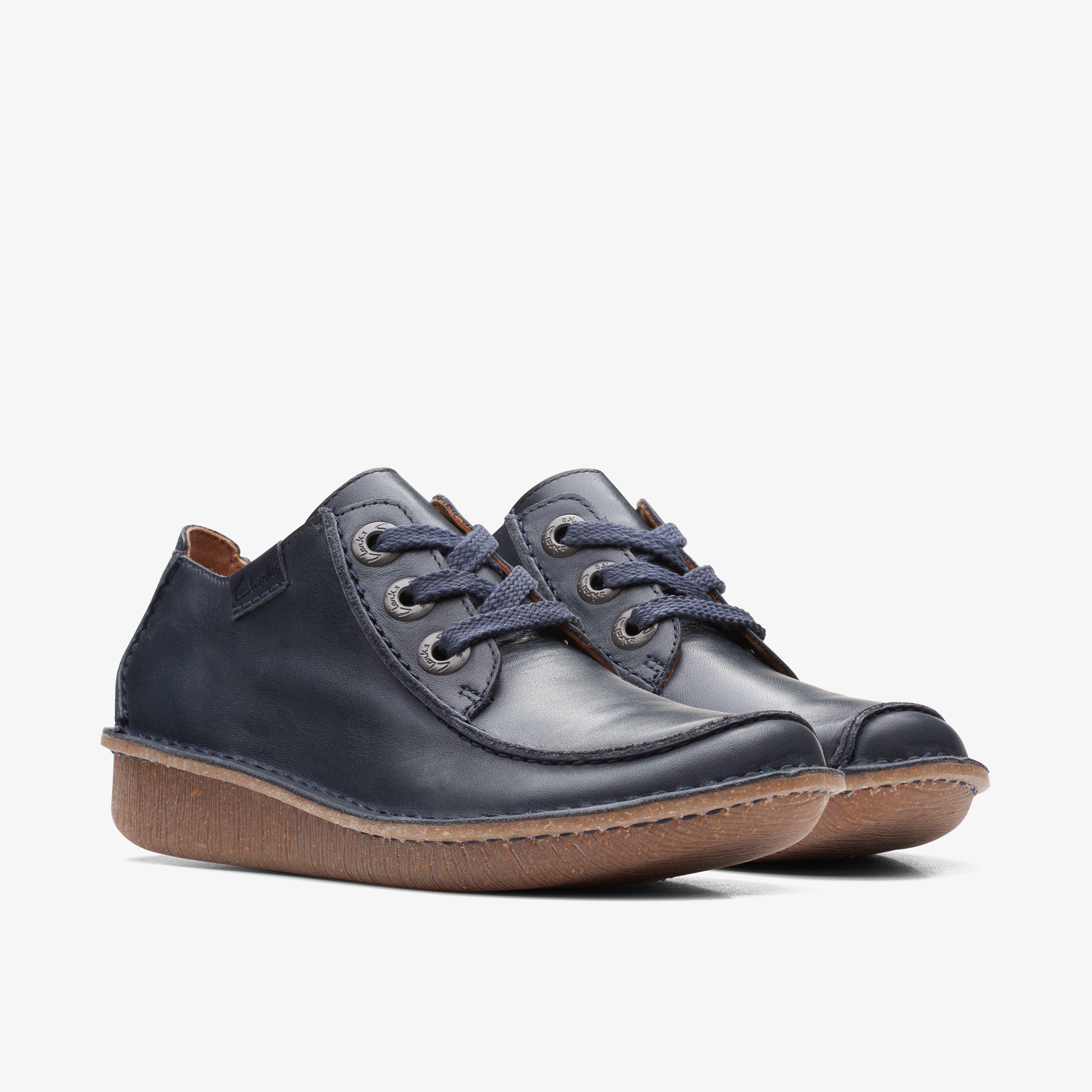 Chaussures à lacets en cuir bleu marine pour femmes Funny Dream | Clarks