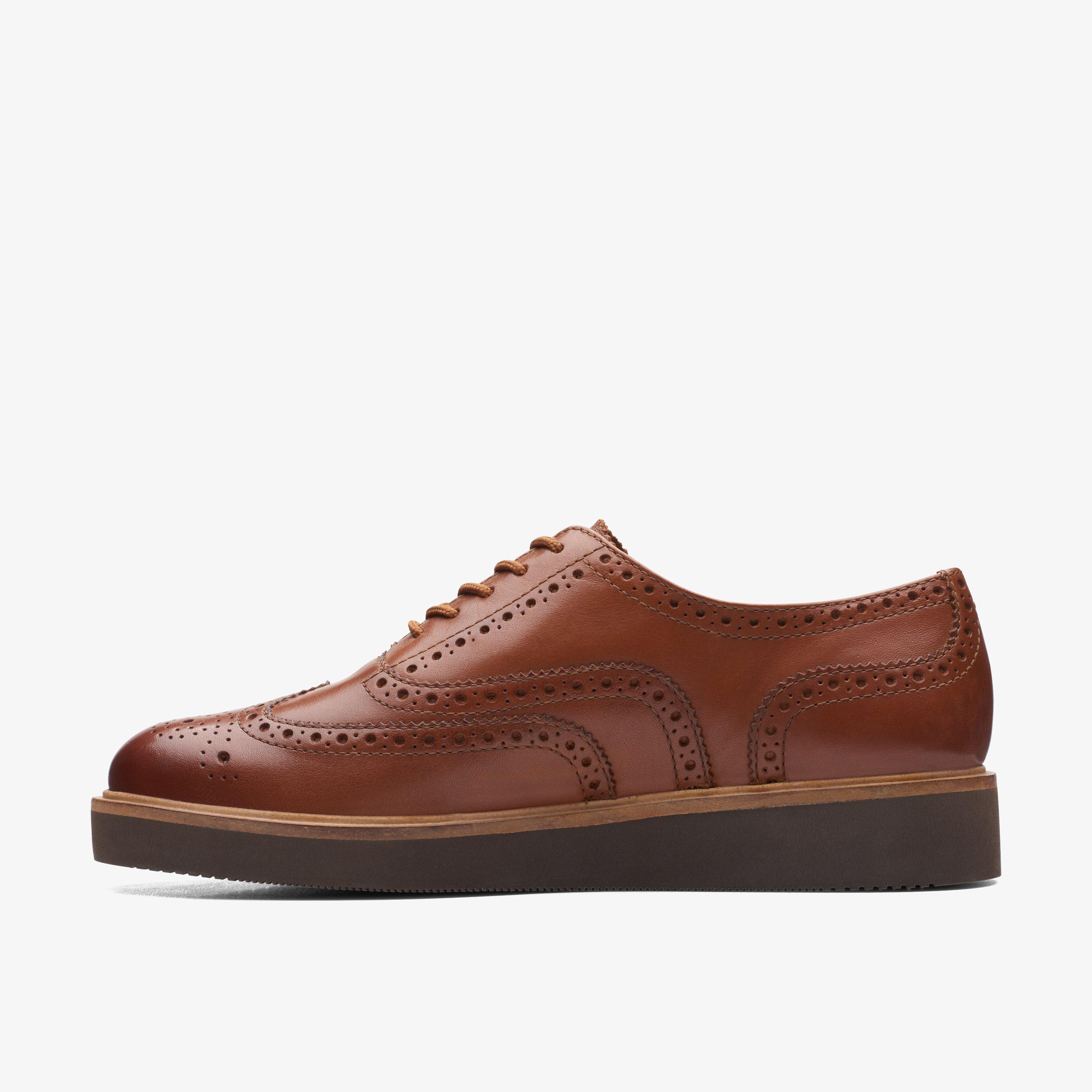 Womens Glickly Brogue Dark Tan Leather Brogues | Clarks