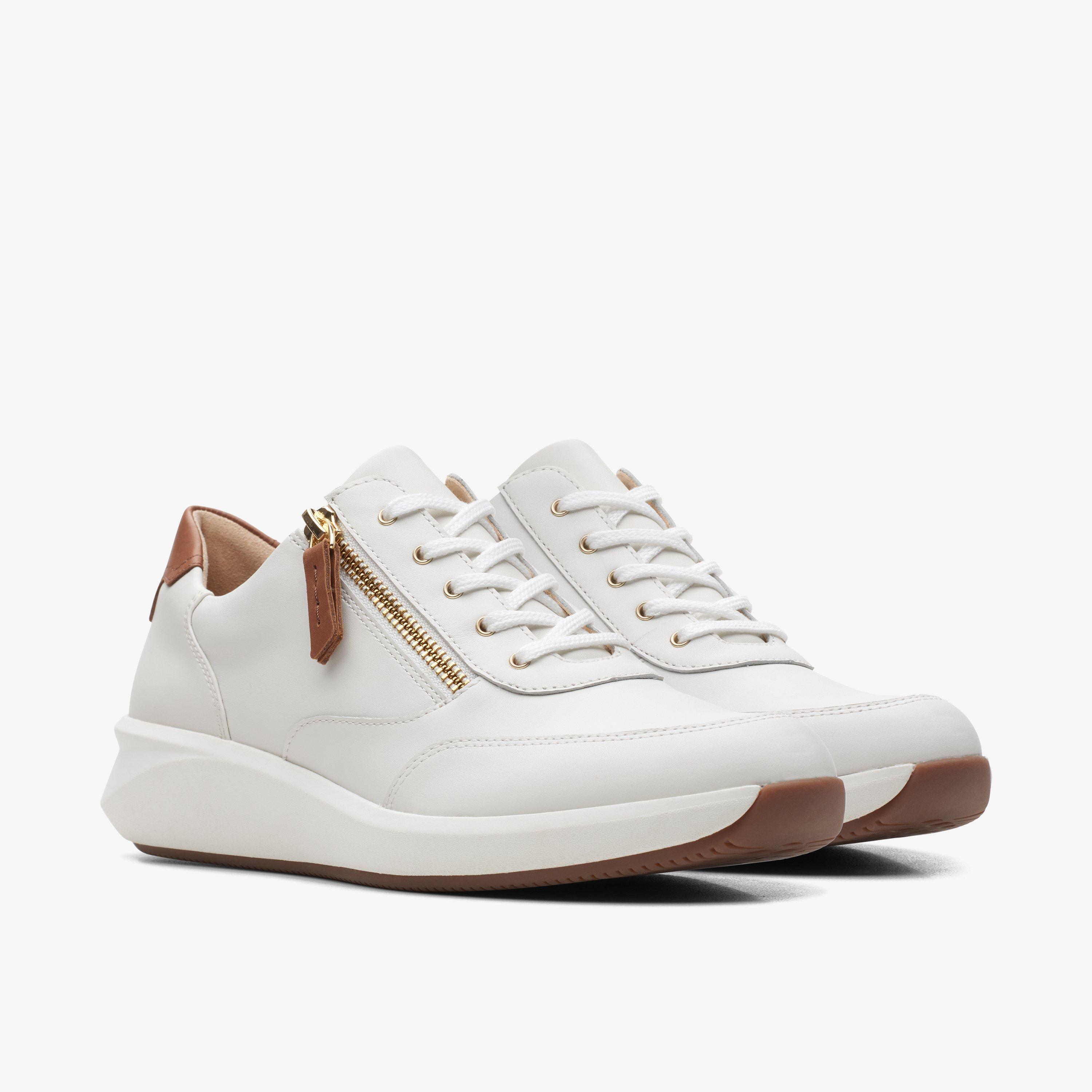 Womens Un Rio Zip White Leather Trainers | Clarks Outlet