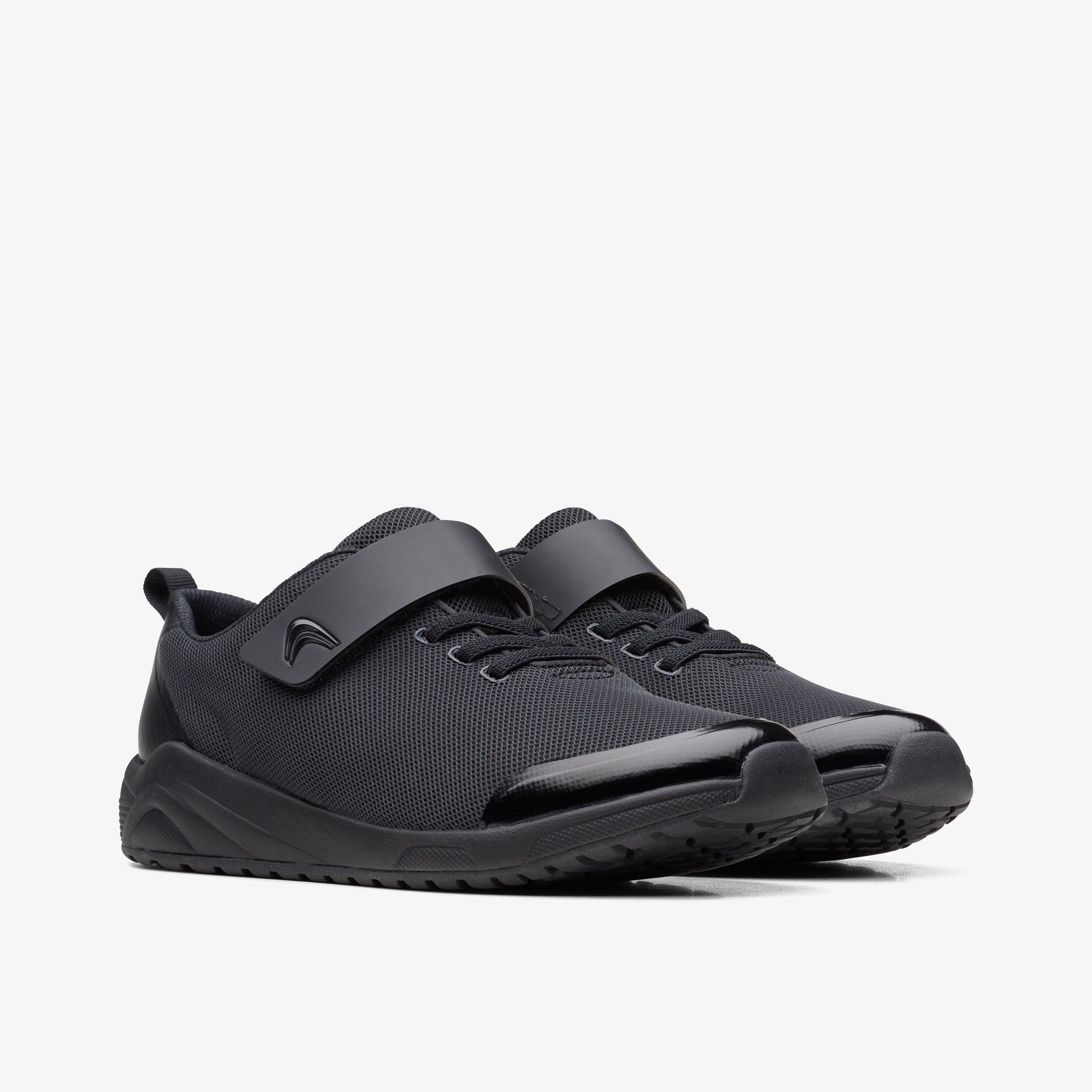 Boys Aeon Pace Youth Black Shoes Riptape School Shoes | Clarks Outlet