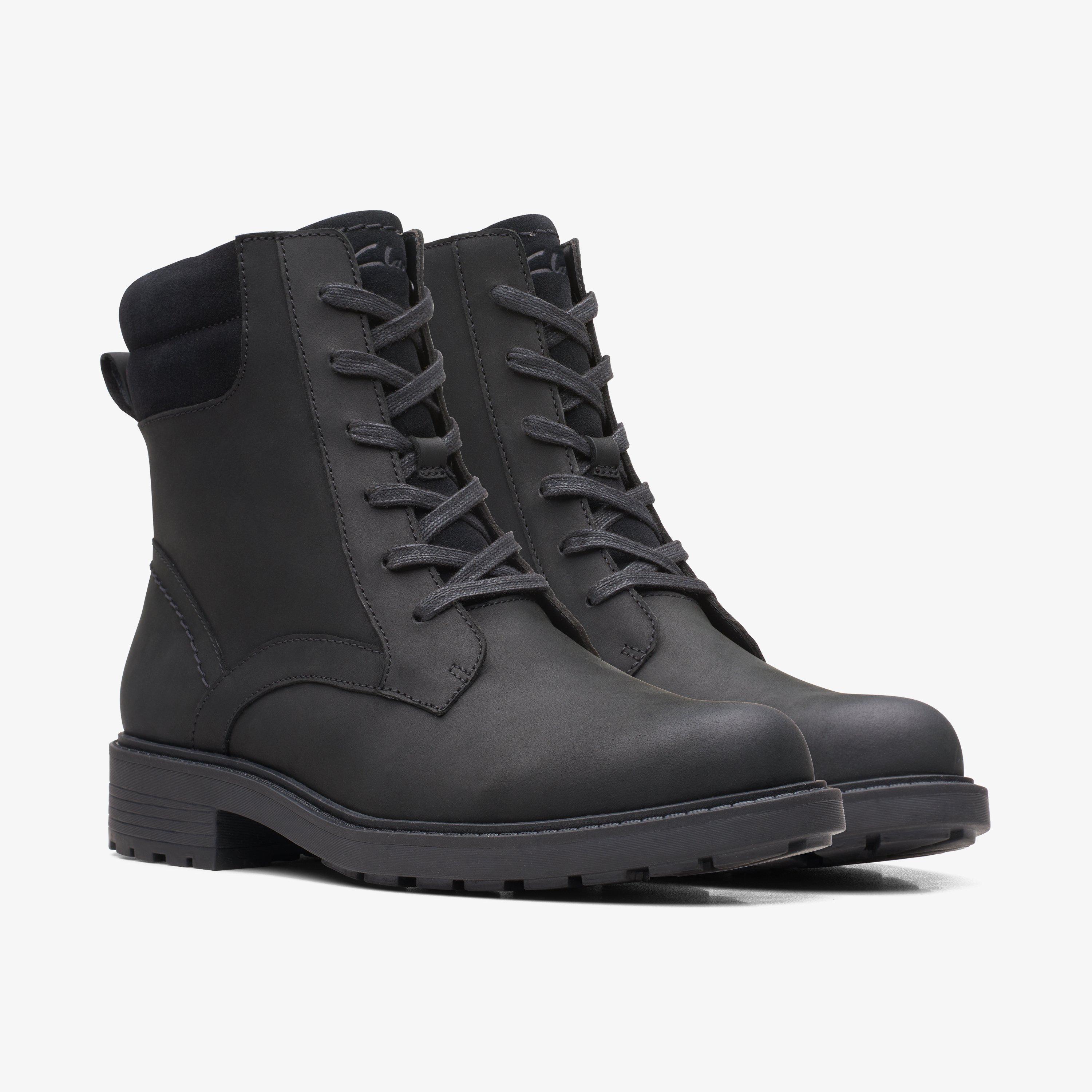 Womens Orinoco 2 Spice Black Leather Ankle Boots Lace Up | Clarks Outlet