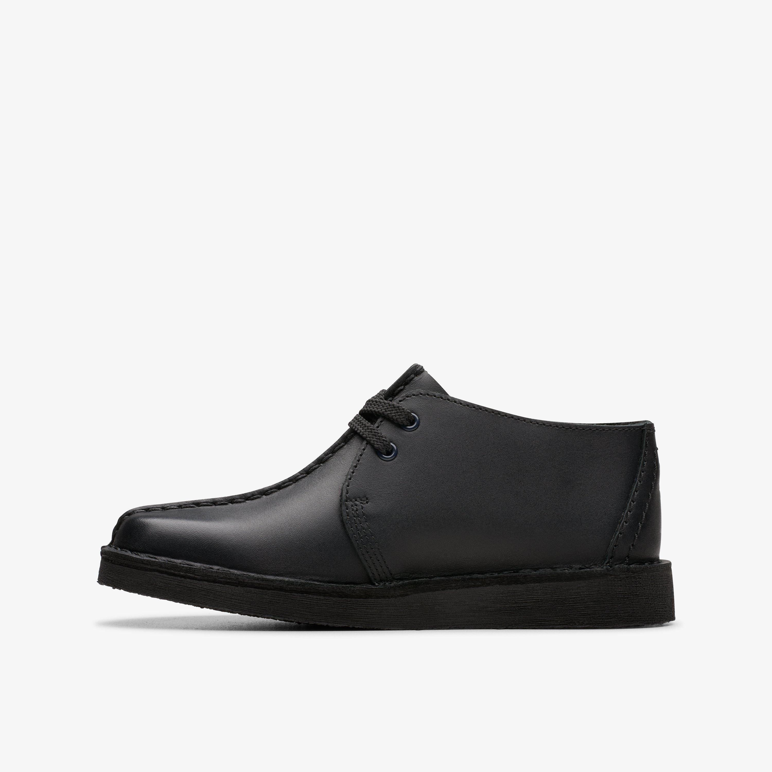 Kids Desert Trek Older Black Leather Desert Boot | Clarks