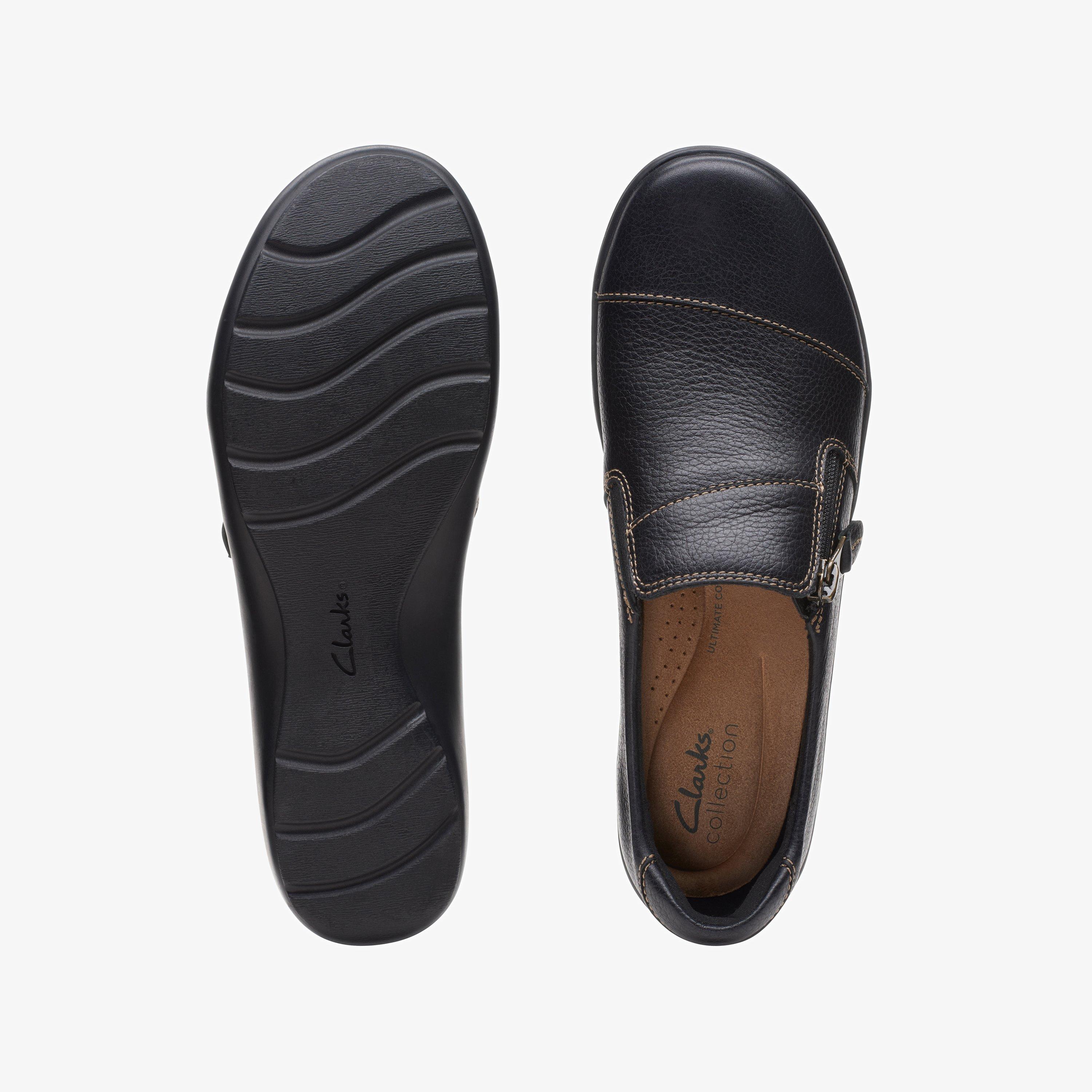 Womens Cora Harbor Black Leather Shoes Slip Ons | Clarks Outlet