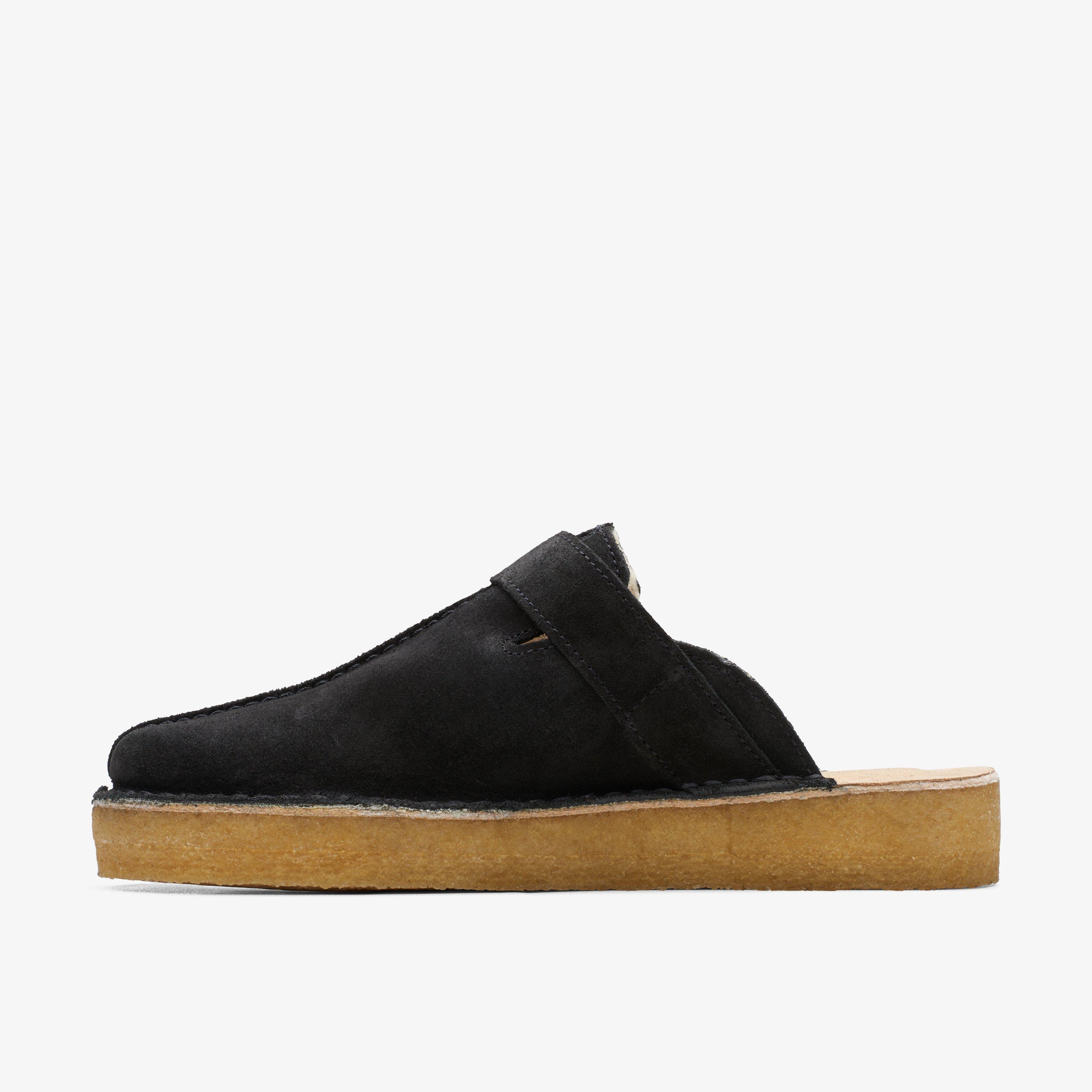 Mules Trek Mule Noir Daim Doublé Femmes Mules Chaussures À Enfiler | Clarks