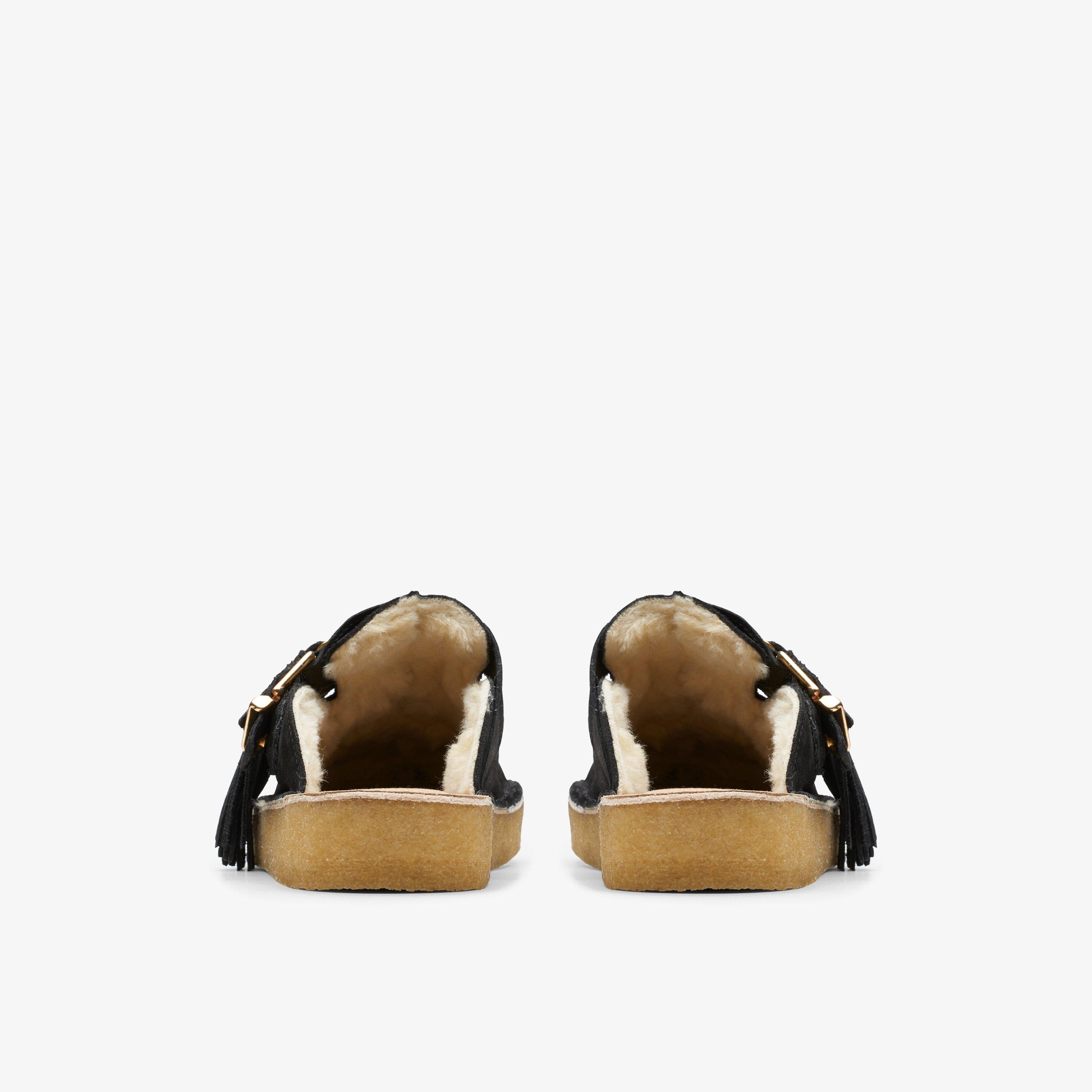 Womens Trek Mule Black Suede Warmlined Mules, Slip Ons Shoes | Clarks UK