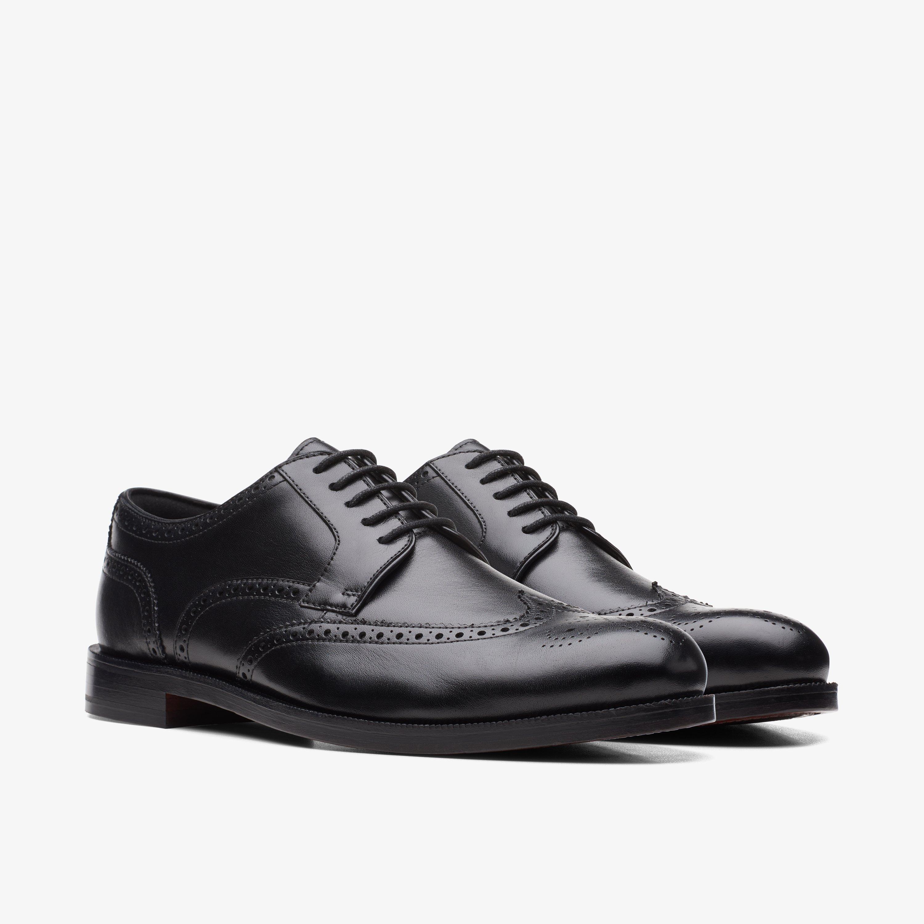 Herren Craftdean Wing Brogue Schwarzes Leder Brogues Schnürschuhe | Clarks