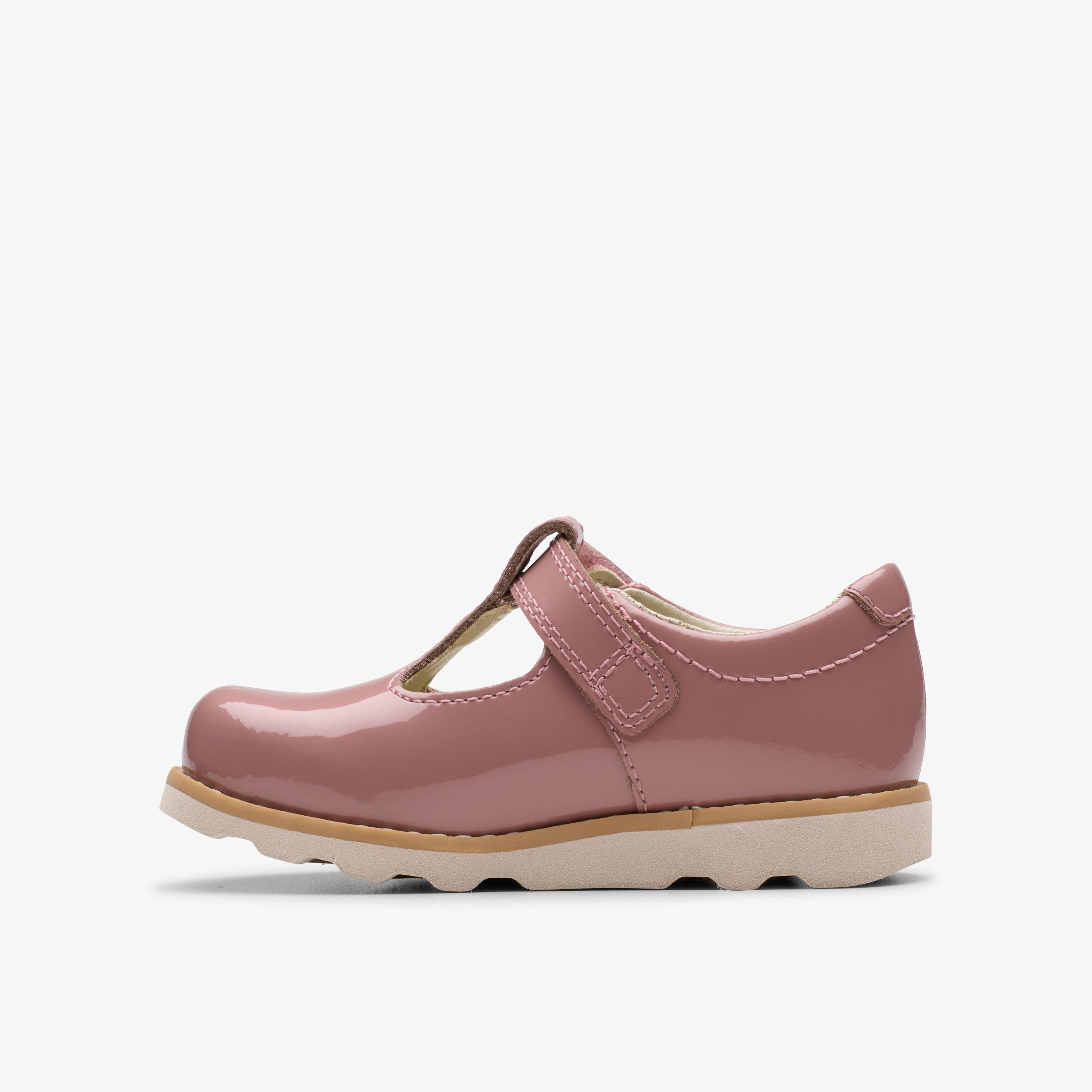 Chaussures T Bar en cuir verni rose poussiéreux pour filles Crown Teen ...