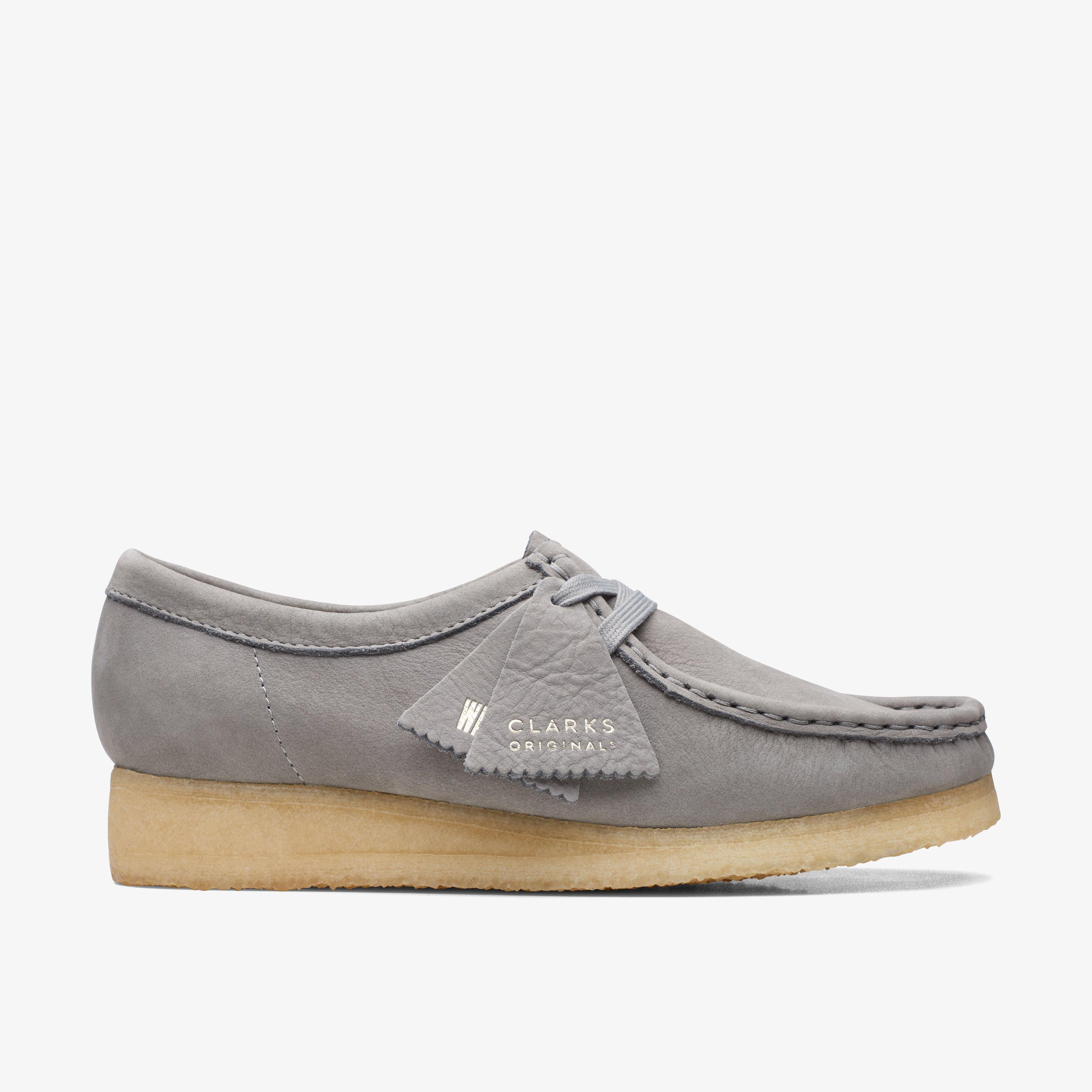 Womens Wallabee Grey Nubuck Wallabee Lace Up Shoes | Clarks