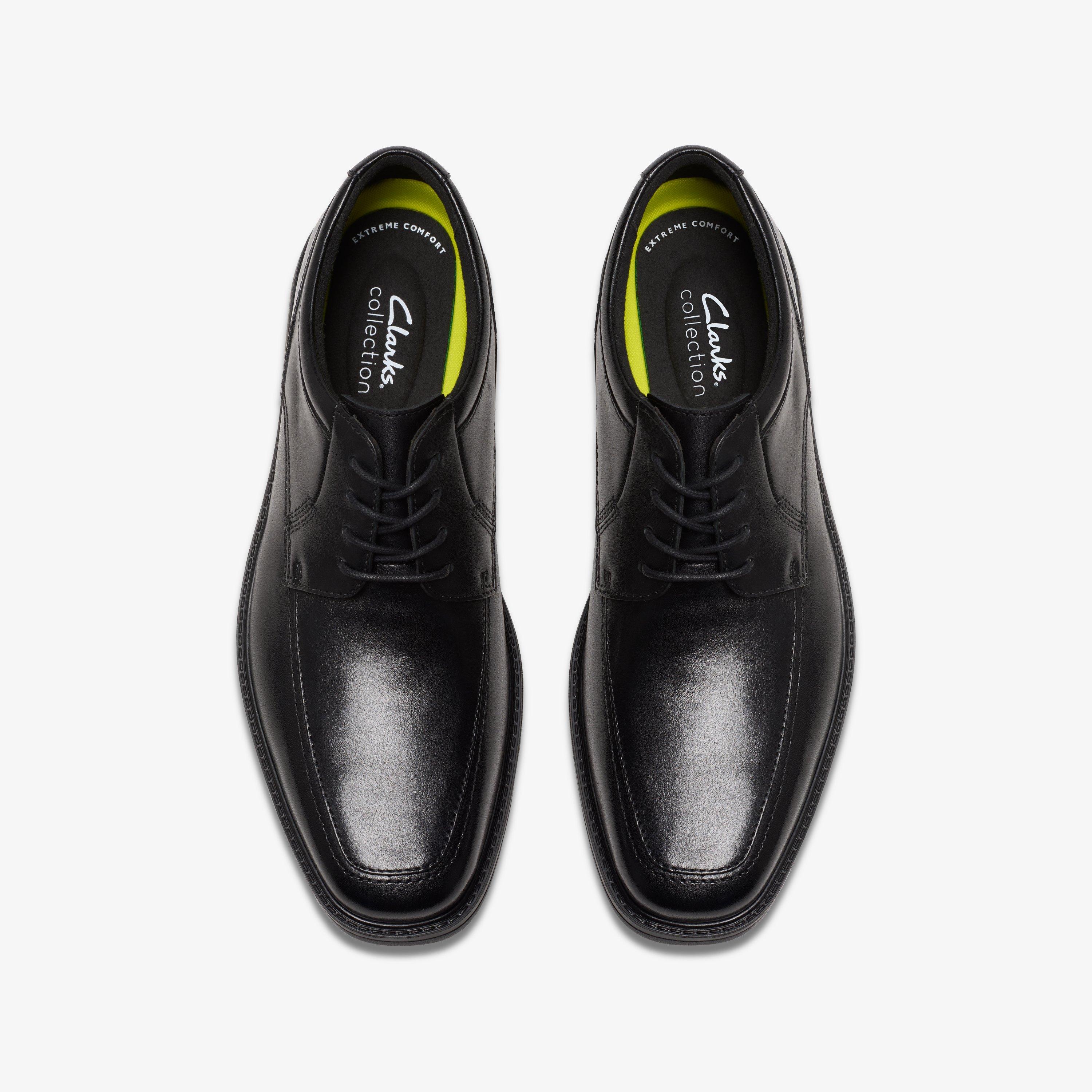 Mens Ipswich Apron II Black Leather Derby Lace Up Shoes | Clarks