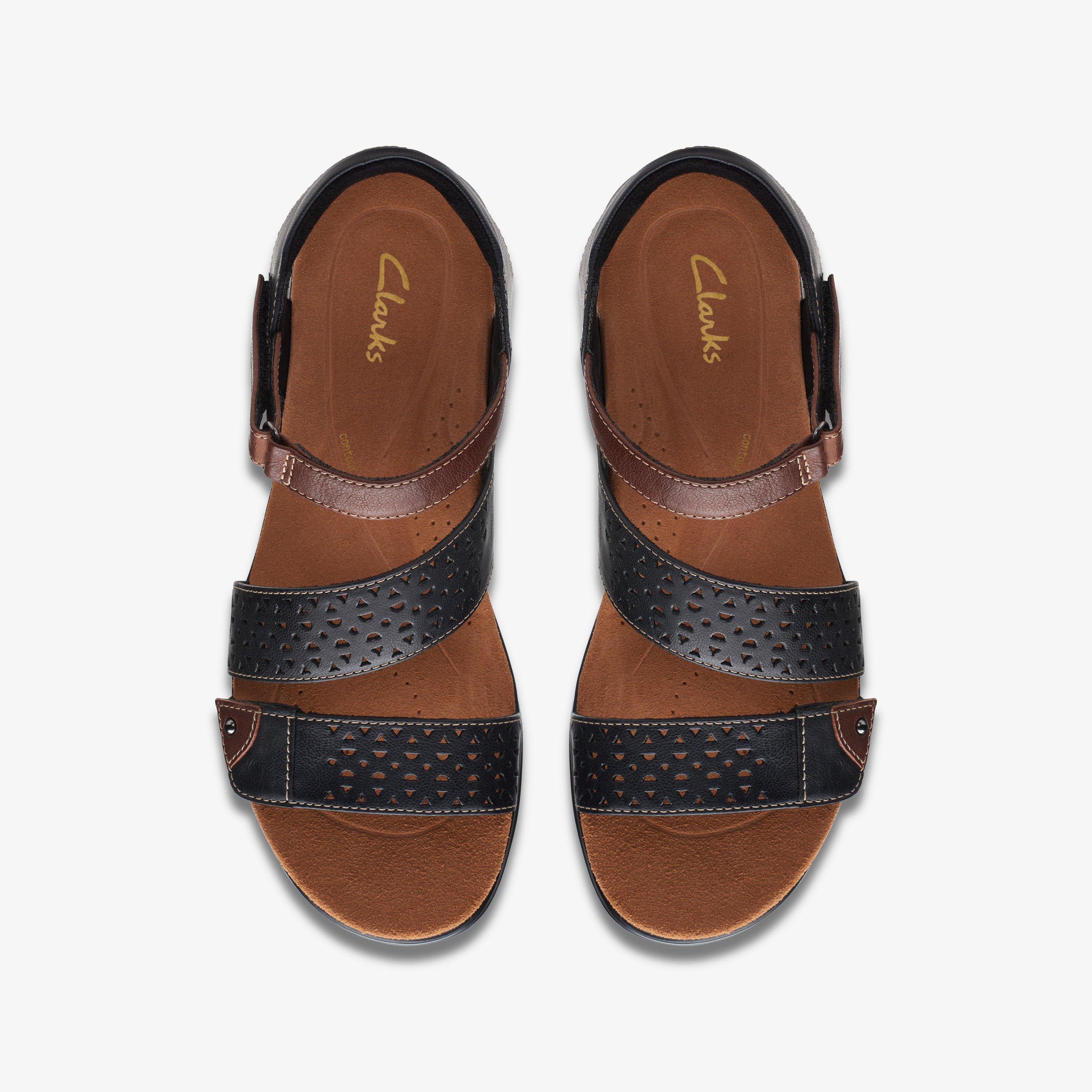 Womens Kitly Way Black Leather Flat Sandals | Clarks Outlet