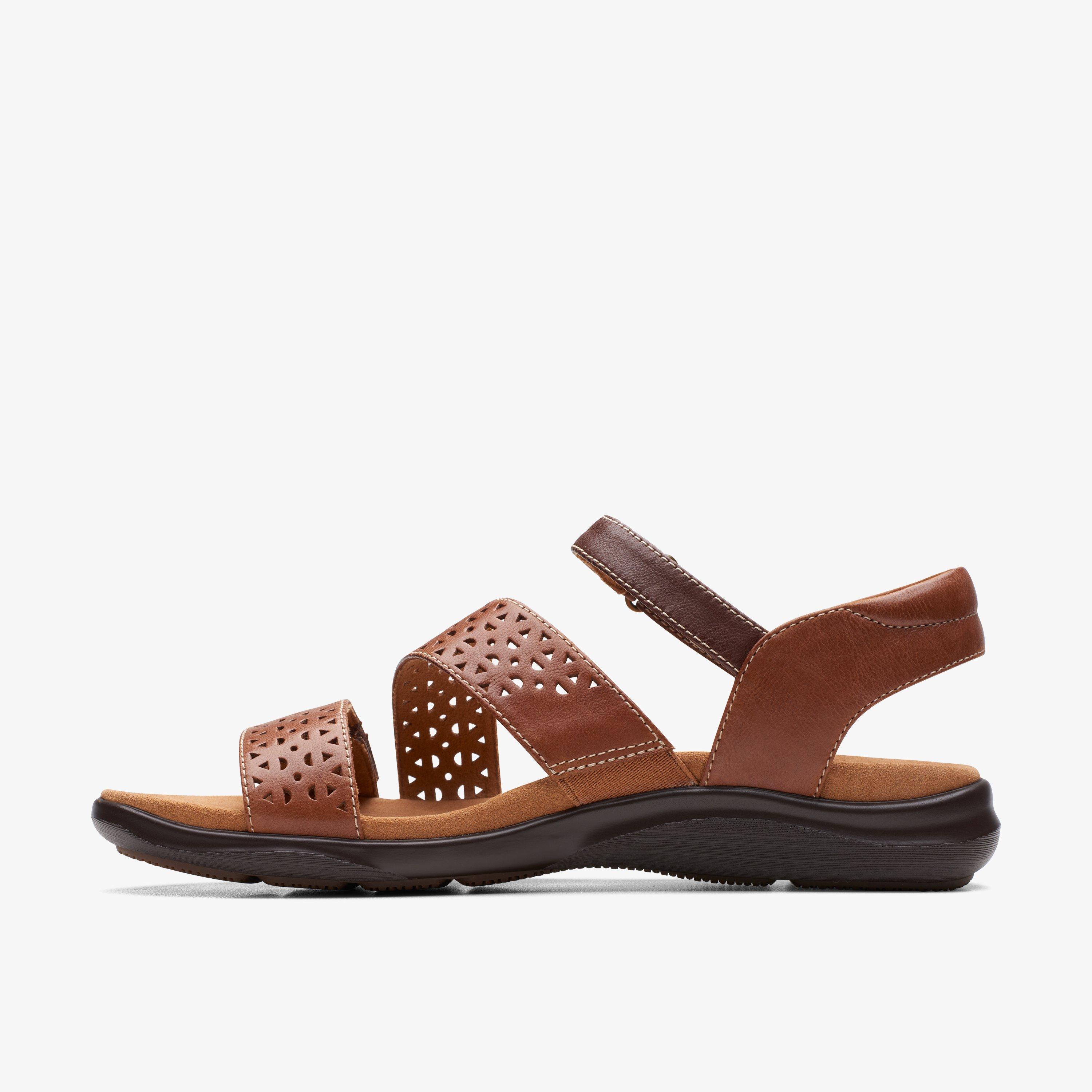 Womens Kitly Way Tan Leather Flat Sandals | Clarks