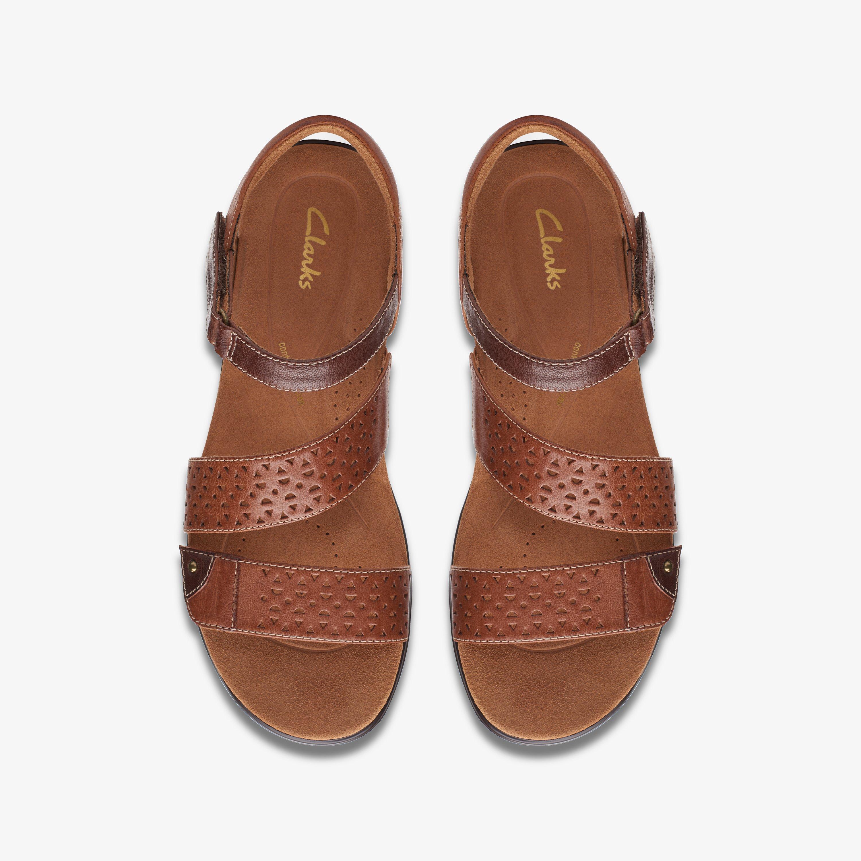 Womens Kitly Way Tan Leather Flat Sandals | Clarks