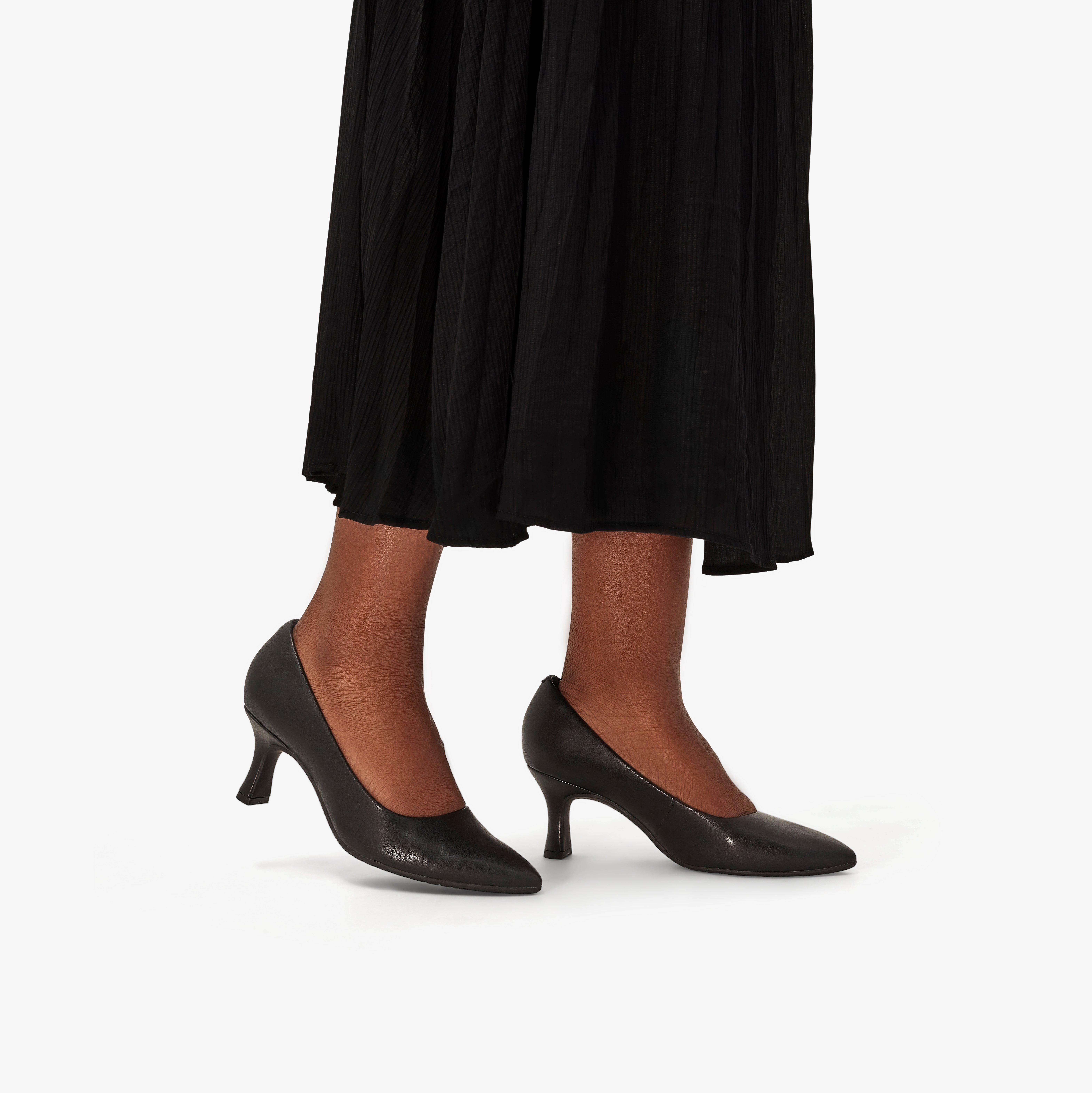 Womens Kataleyna Gem Black Leather High Heels | Clarks