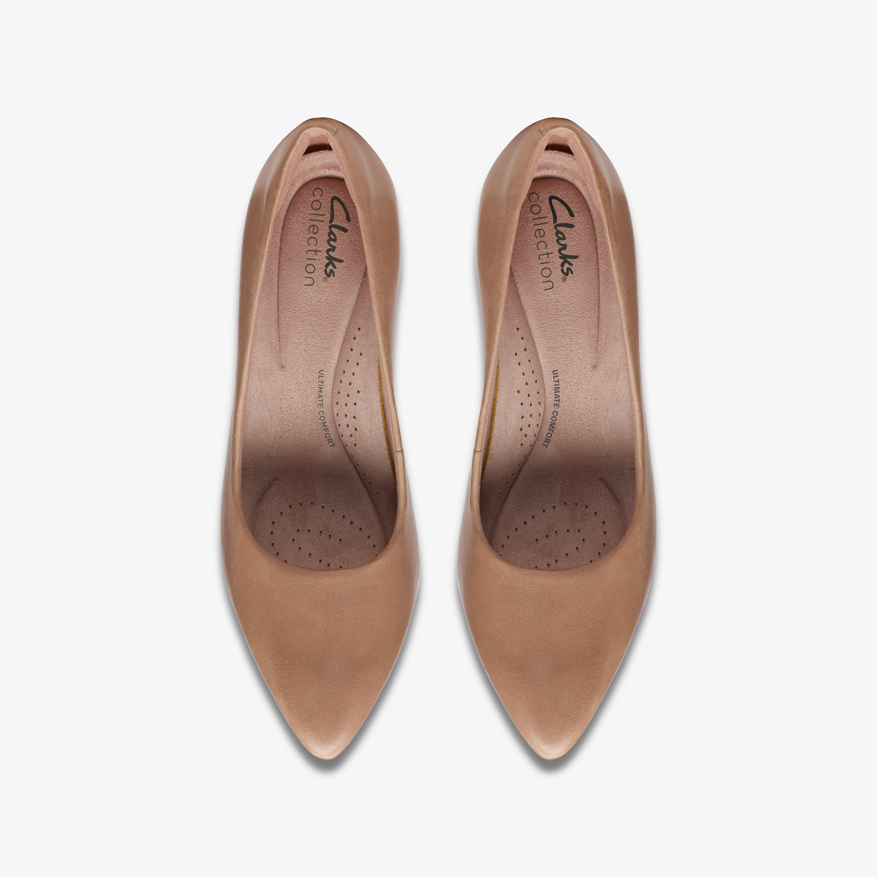 Womens Kataleyna Gem Warm Beige Leather Court High Heel Shoes | Clarks