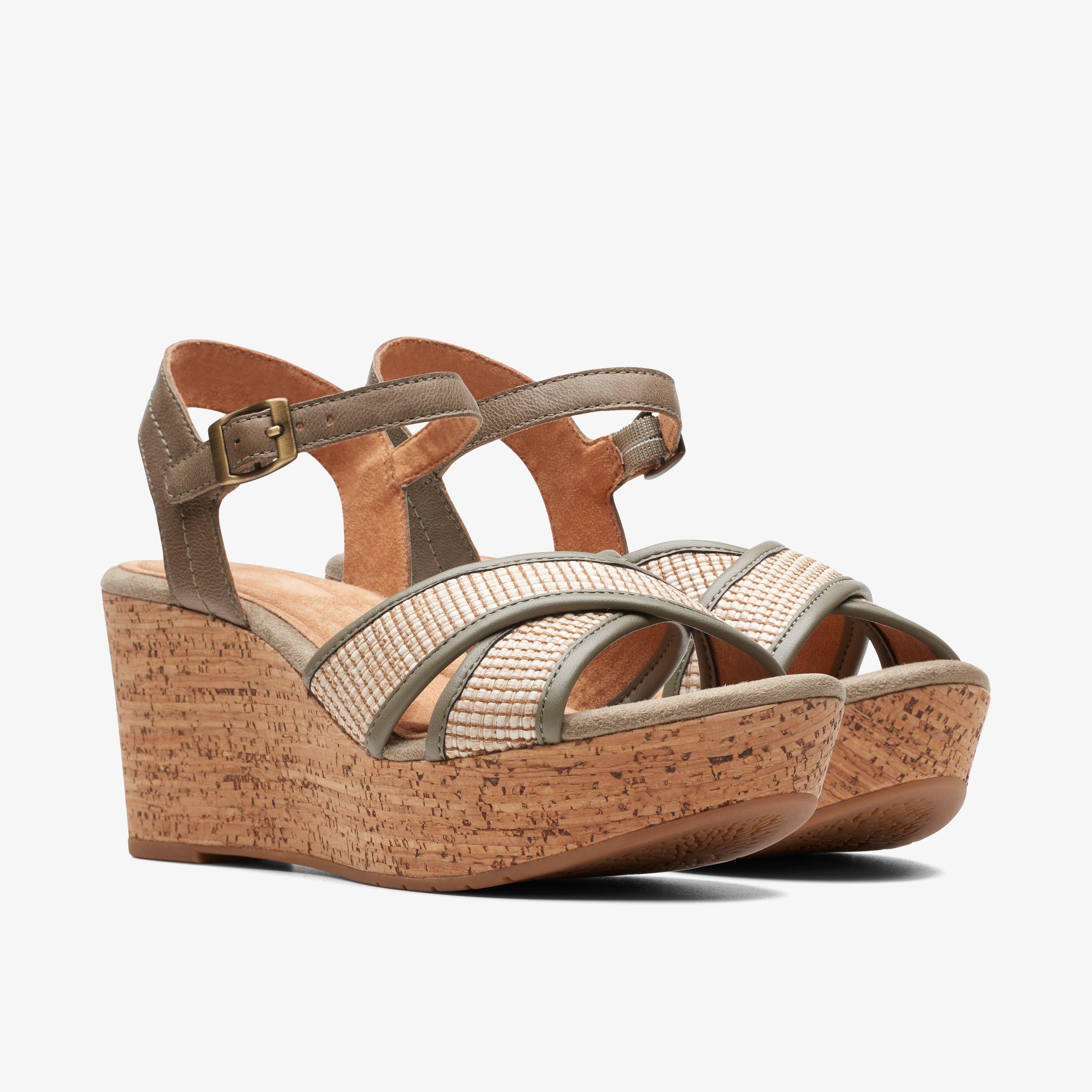 WOMENS Elleri Plum Olive Leather Wedges | Clarks CA