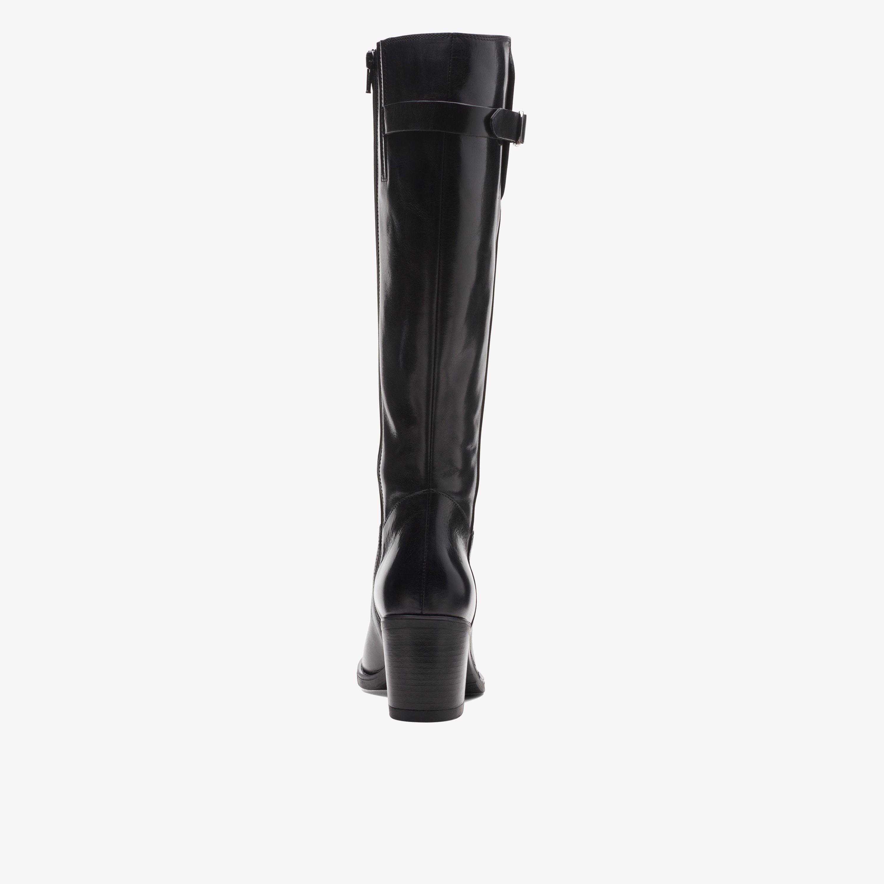 Womens Mascarpone 2 Up Black Leather Knee High Boots Heels | Clarks Outlet
