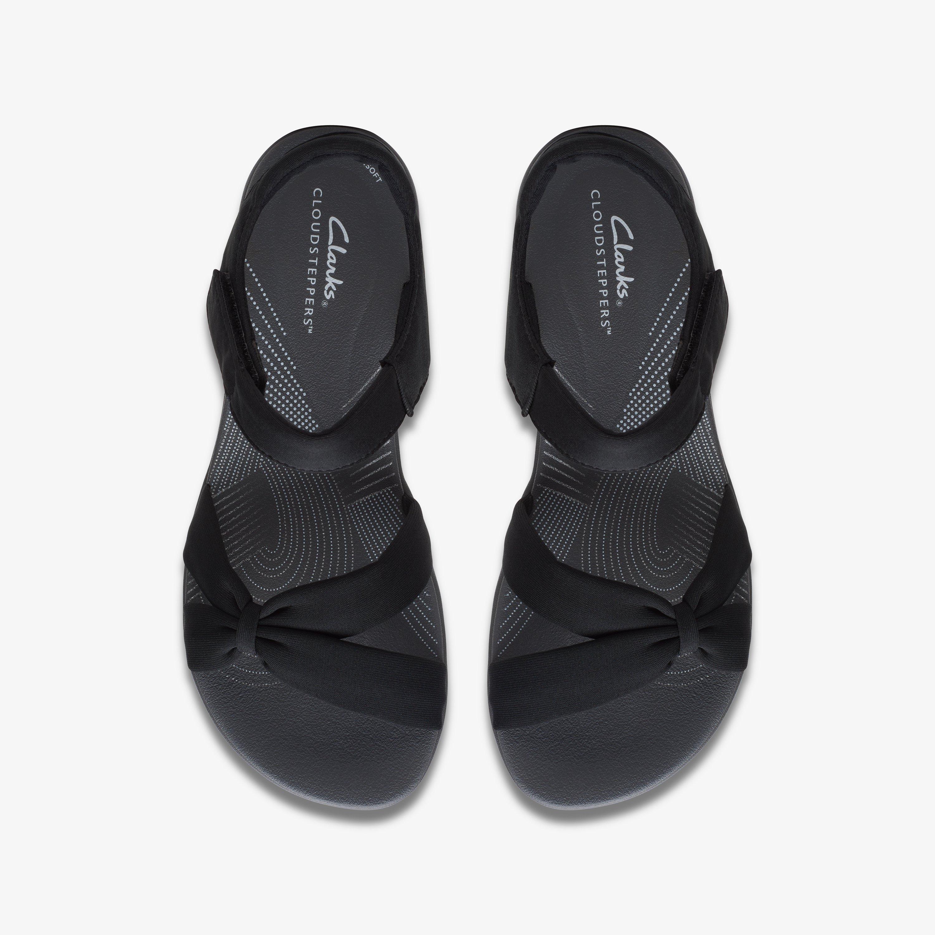 Womens Arla Shore Black Textile Flat Sandals | Clarks UK