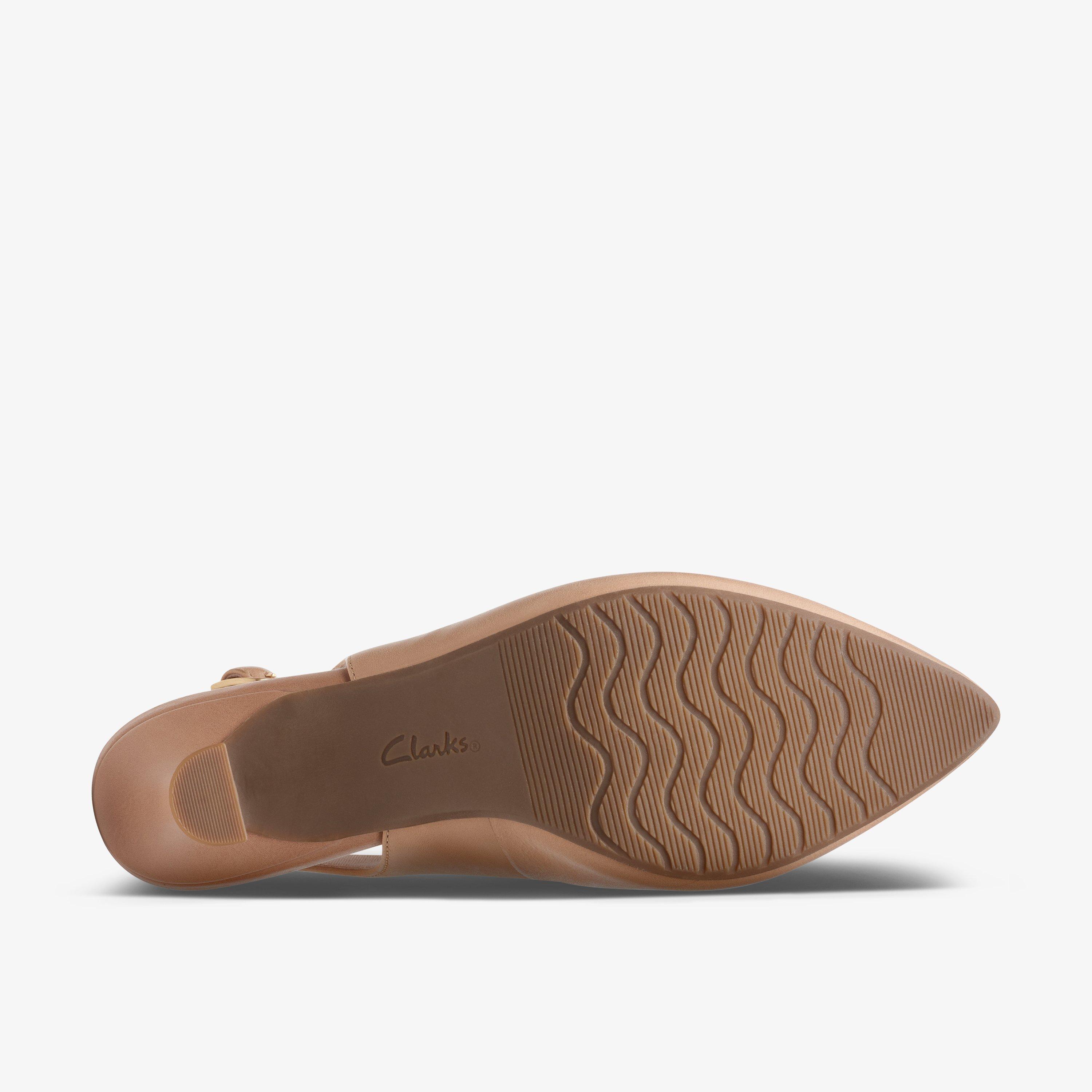 Womens Kataleyna Step Warm Beige Leather Heels, Sling Back | Clarks Outlet