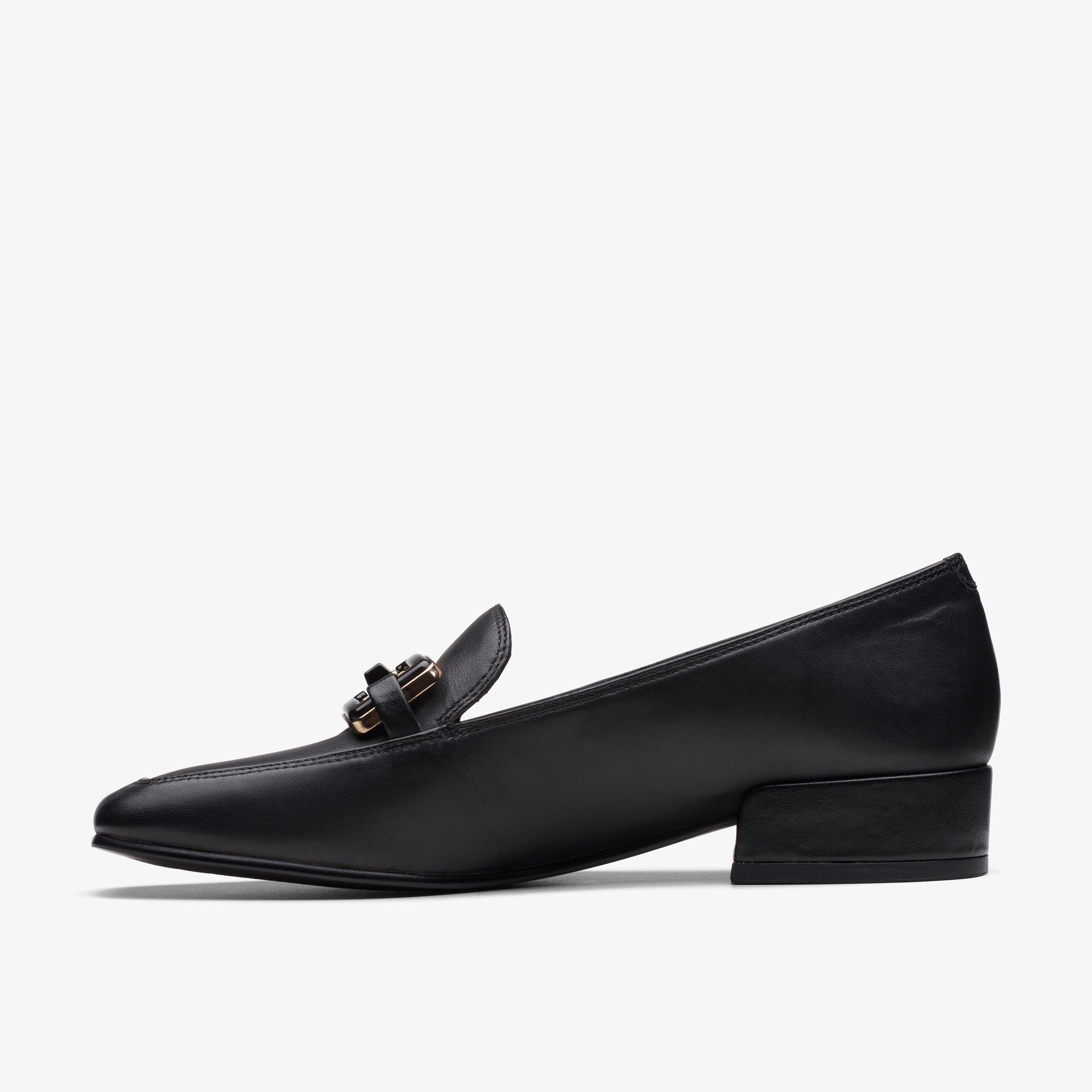 Womens Seren 30 Easy Black Leather Loafers Slip On Shoes | Clarks