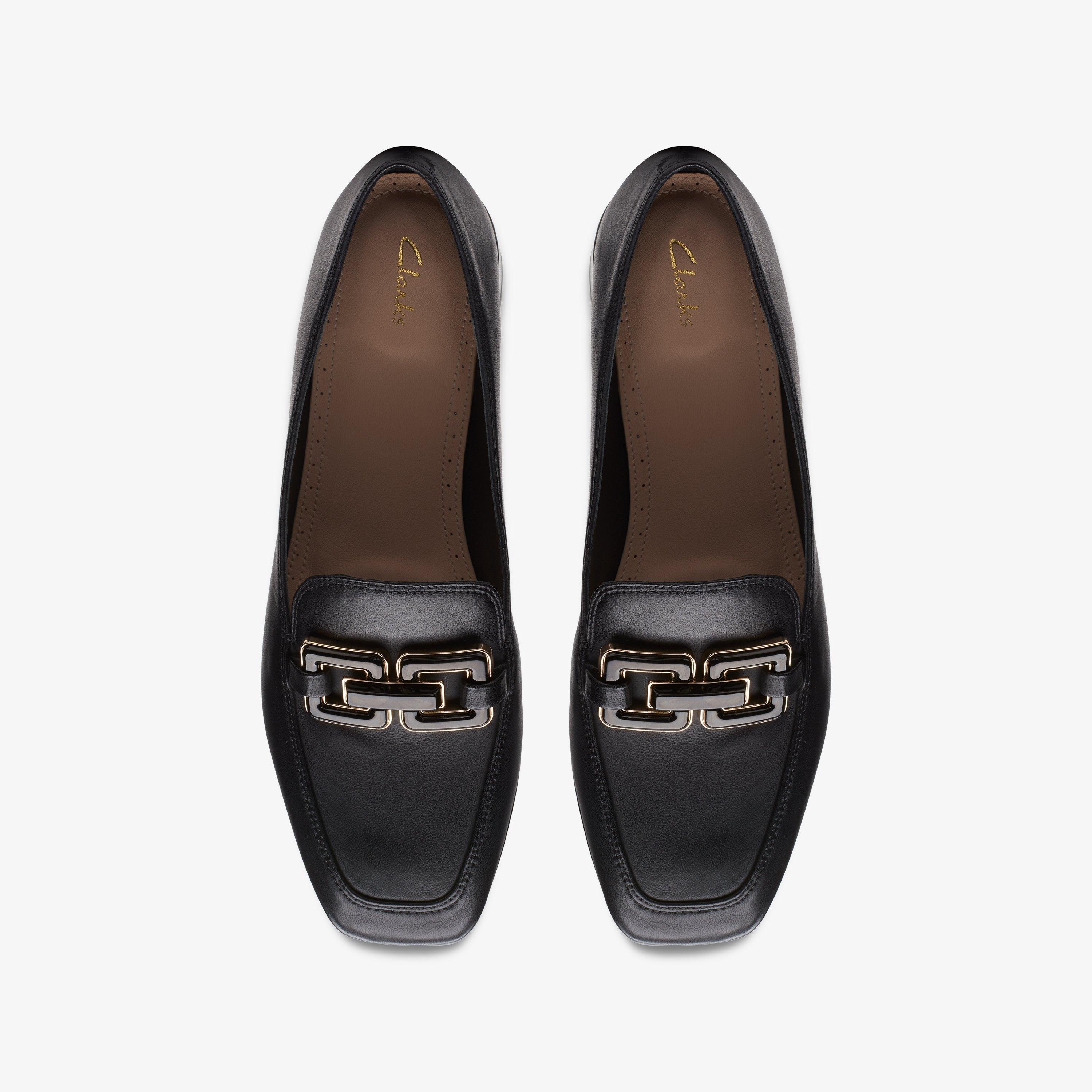 Womens Seren 30 Easy Black Leather Loafers Slip On Shoes | Clarks