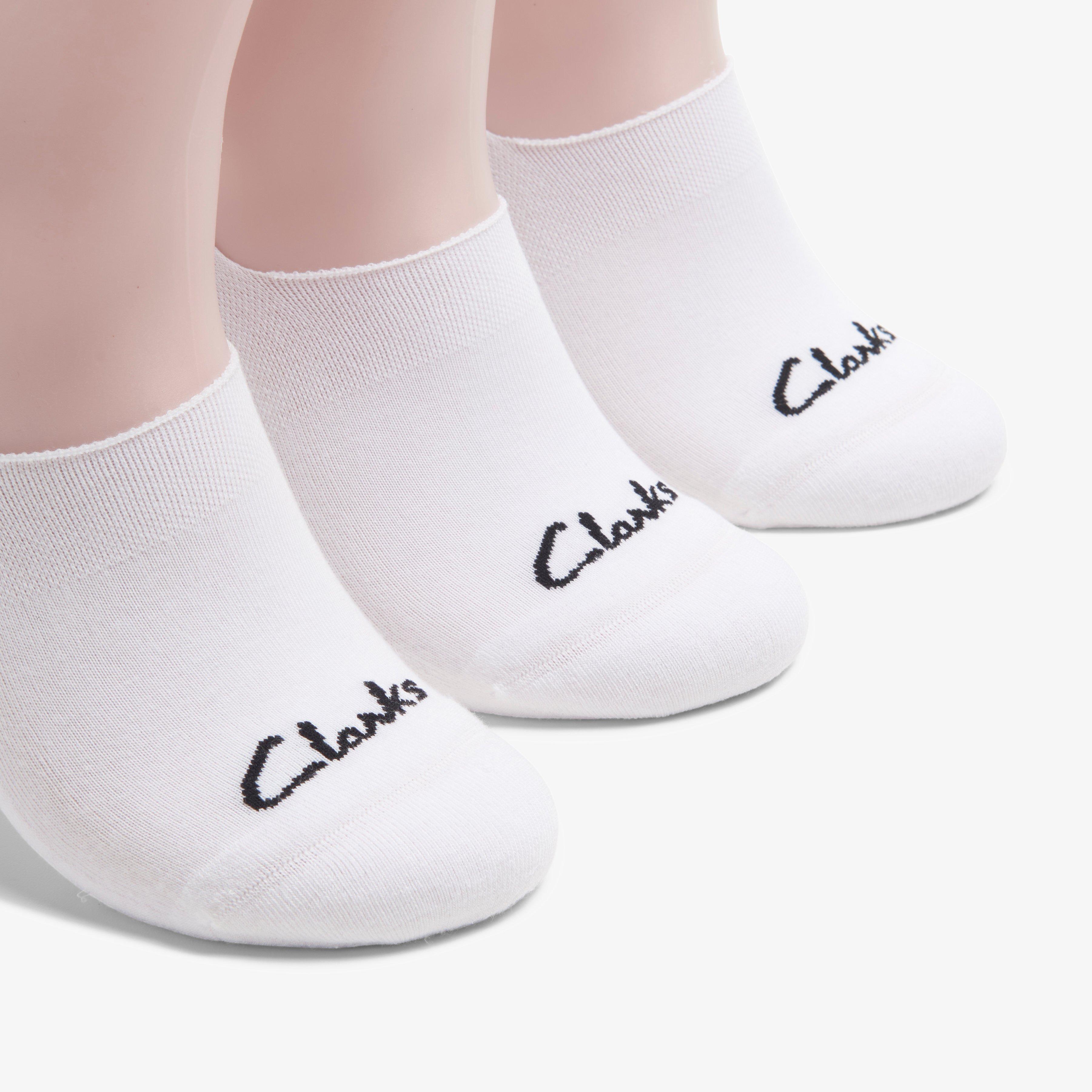 Mens 3 pack Solid Liner White Socks | Clarks US