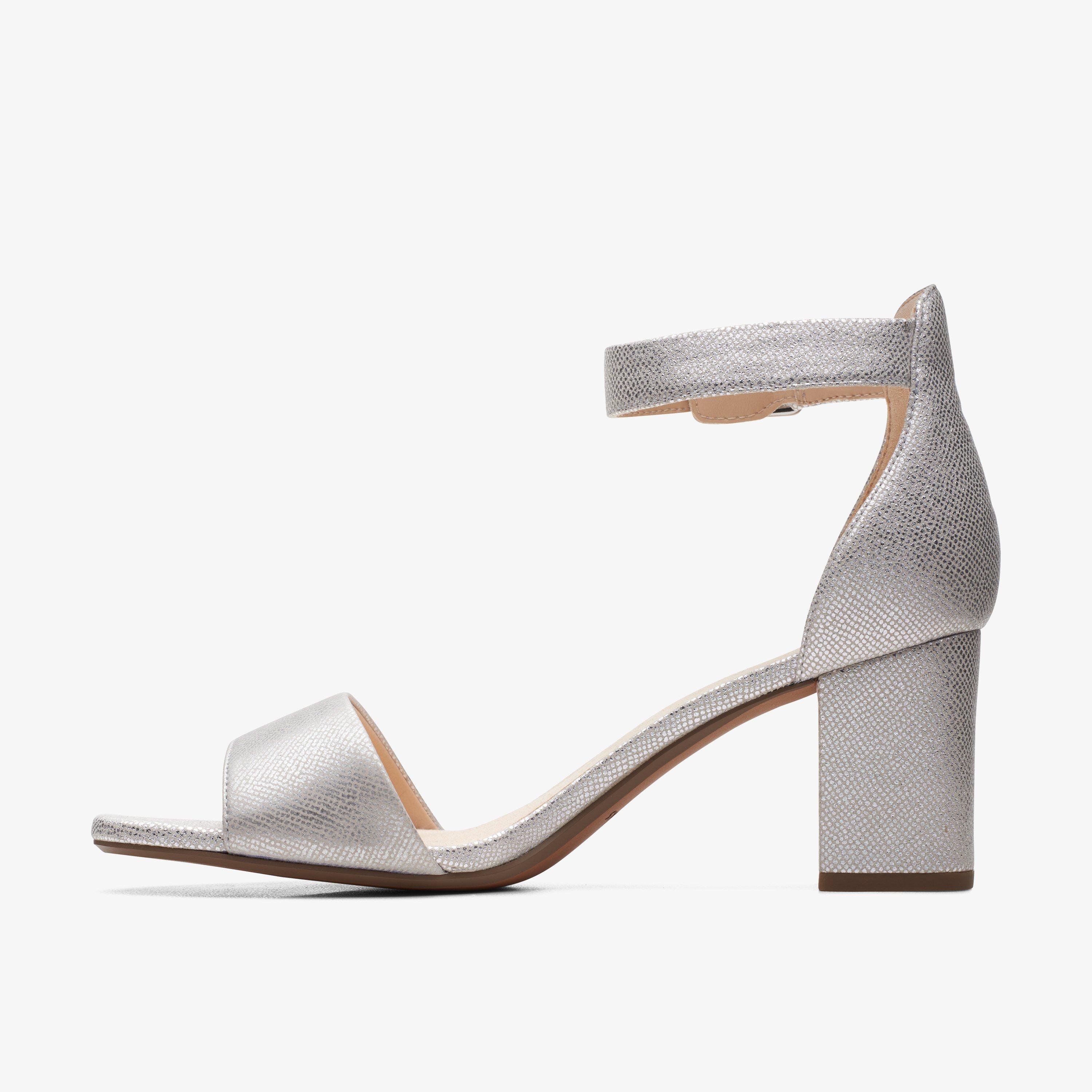 Womens Deva Mae Silver Metallic Strappy Sandals | Clarks Outlet
