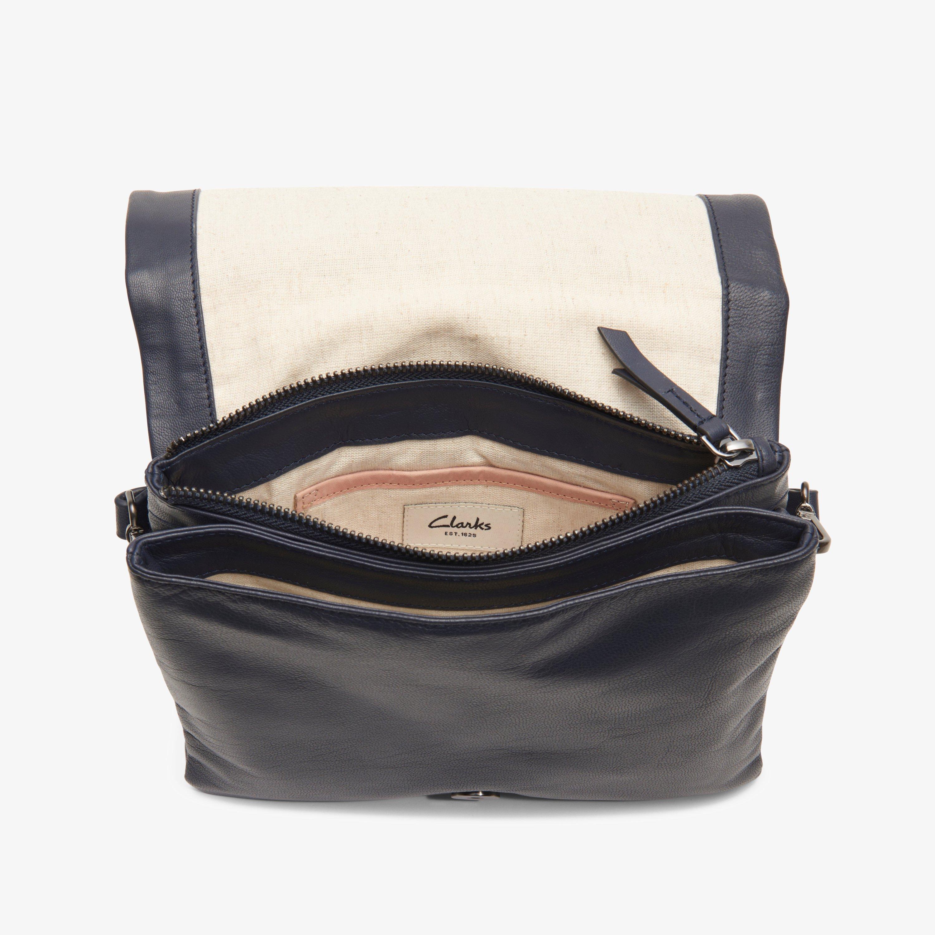 Womens Treen Medium Navy Leather Across Body Bag | Clarks