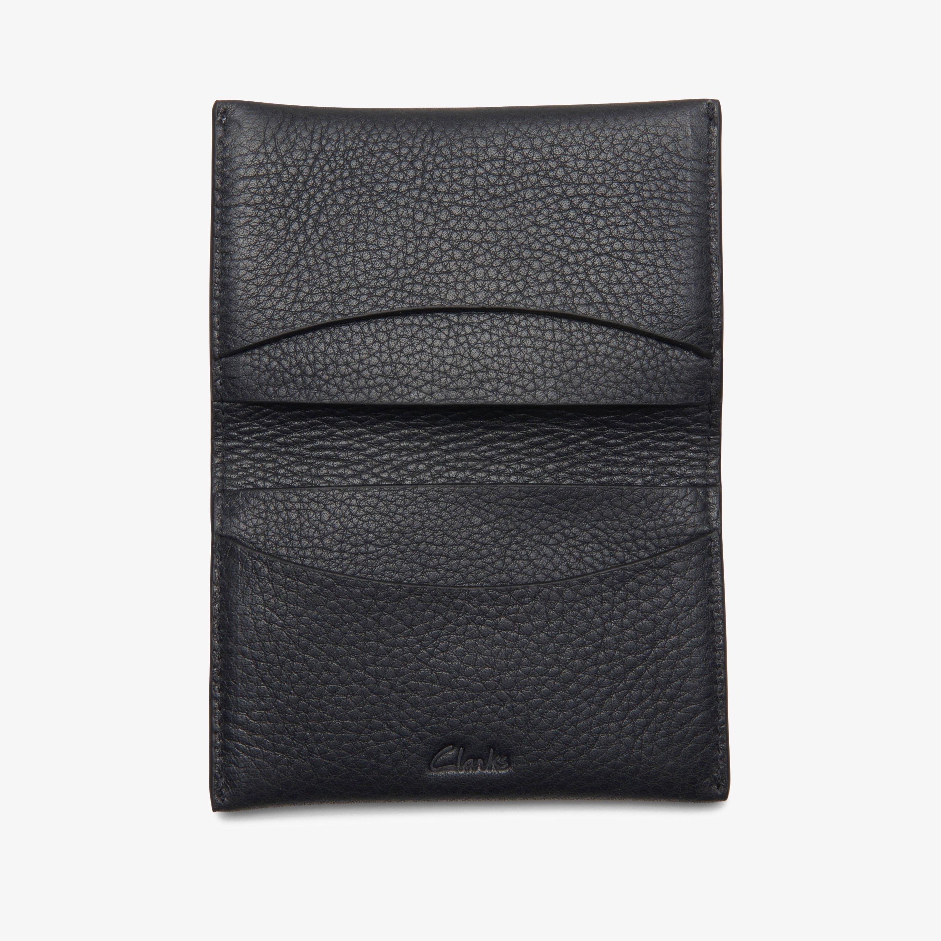 Mens Garnet Small Black Leather Wallet | Clarks