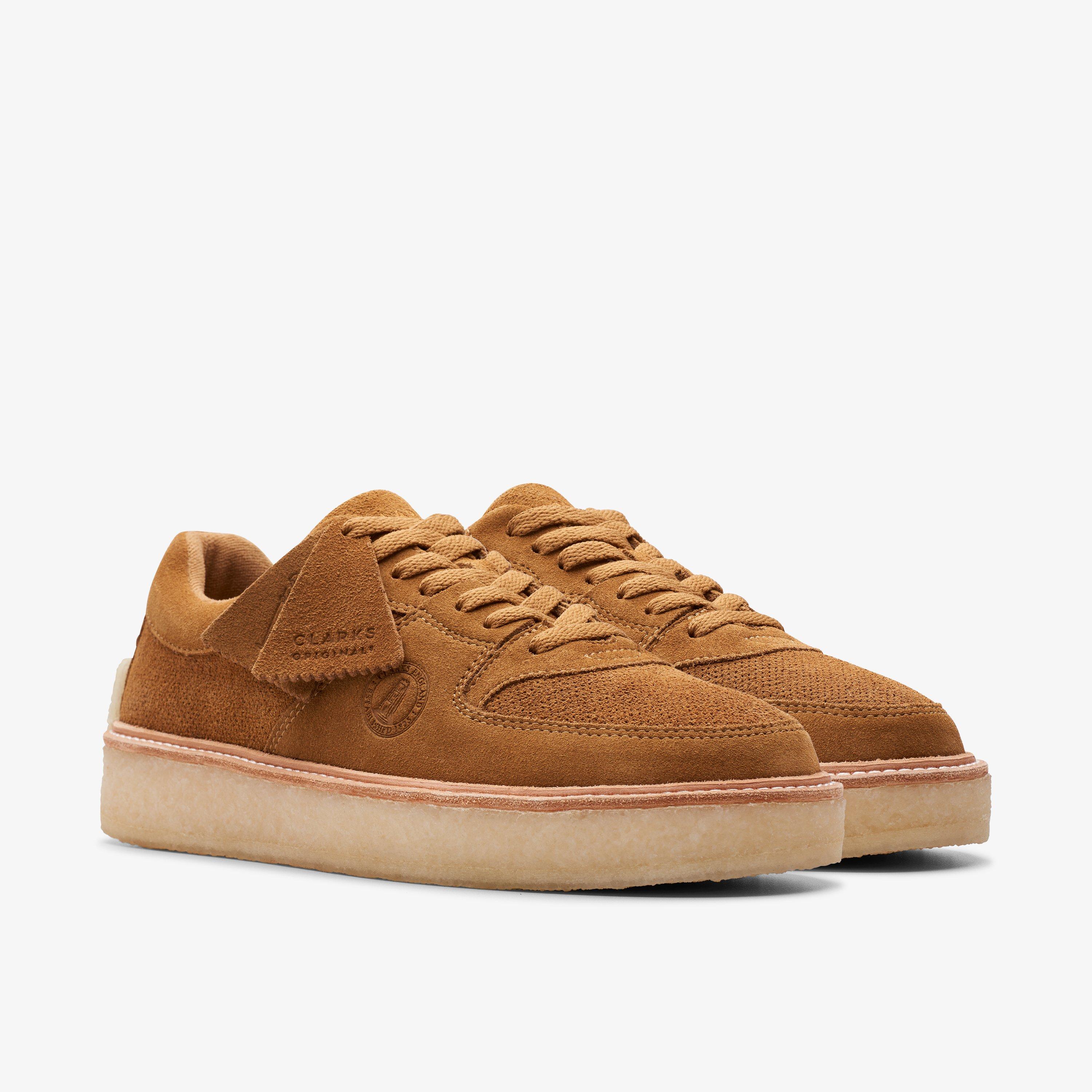 Unisex Sandford Golden Sand Suede Lace Up Trainers | Clarks